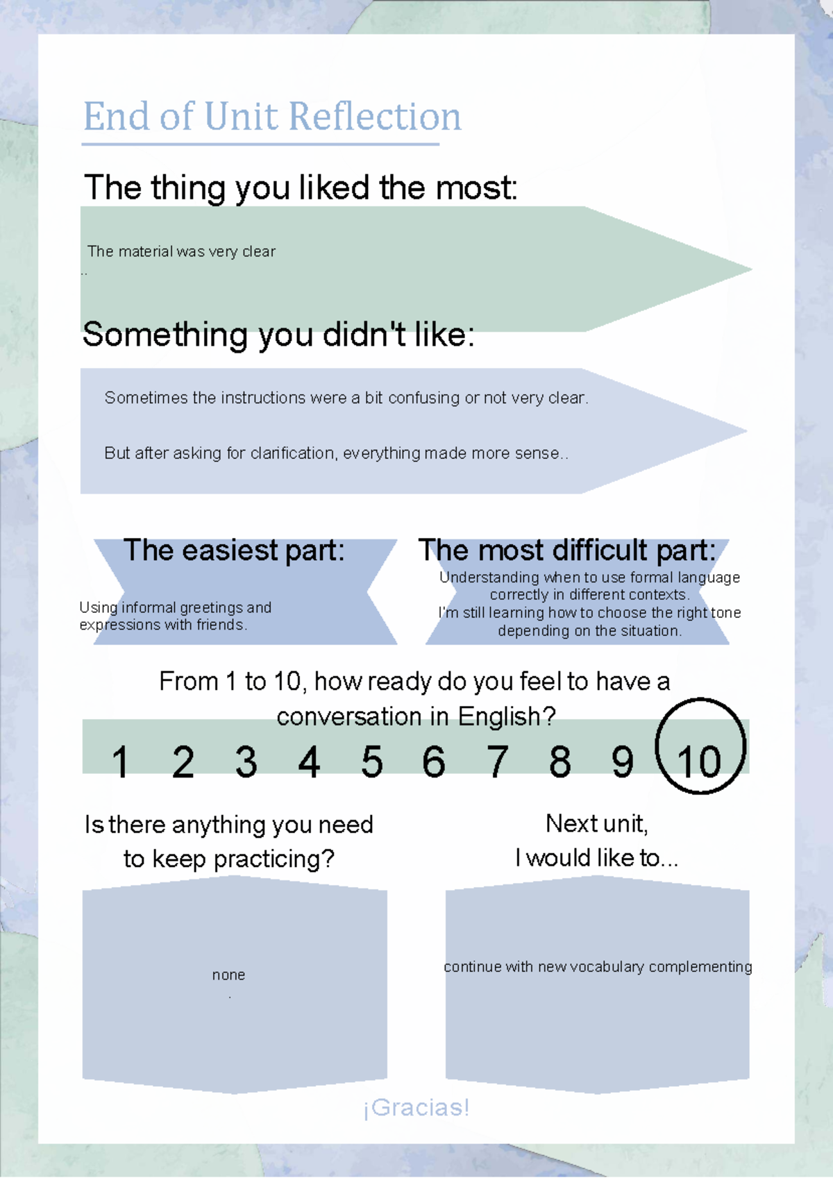 Ciencias Sociales - End of Unit Reflection and Feedback - Studocu