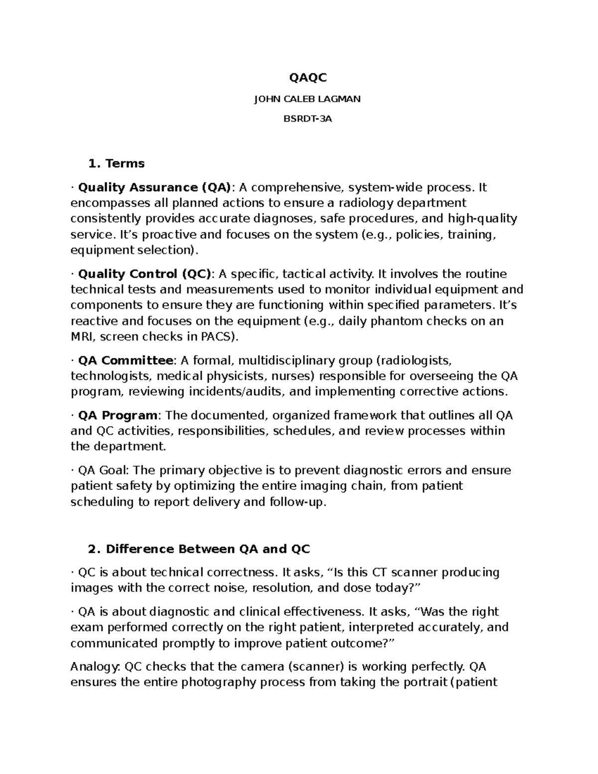 QAQC - Understanding Quality Assurance and Quality Control in Radiology ...