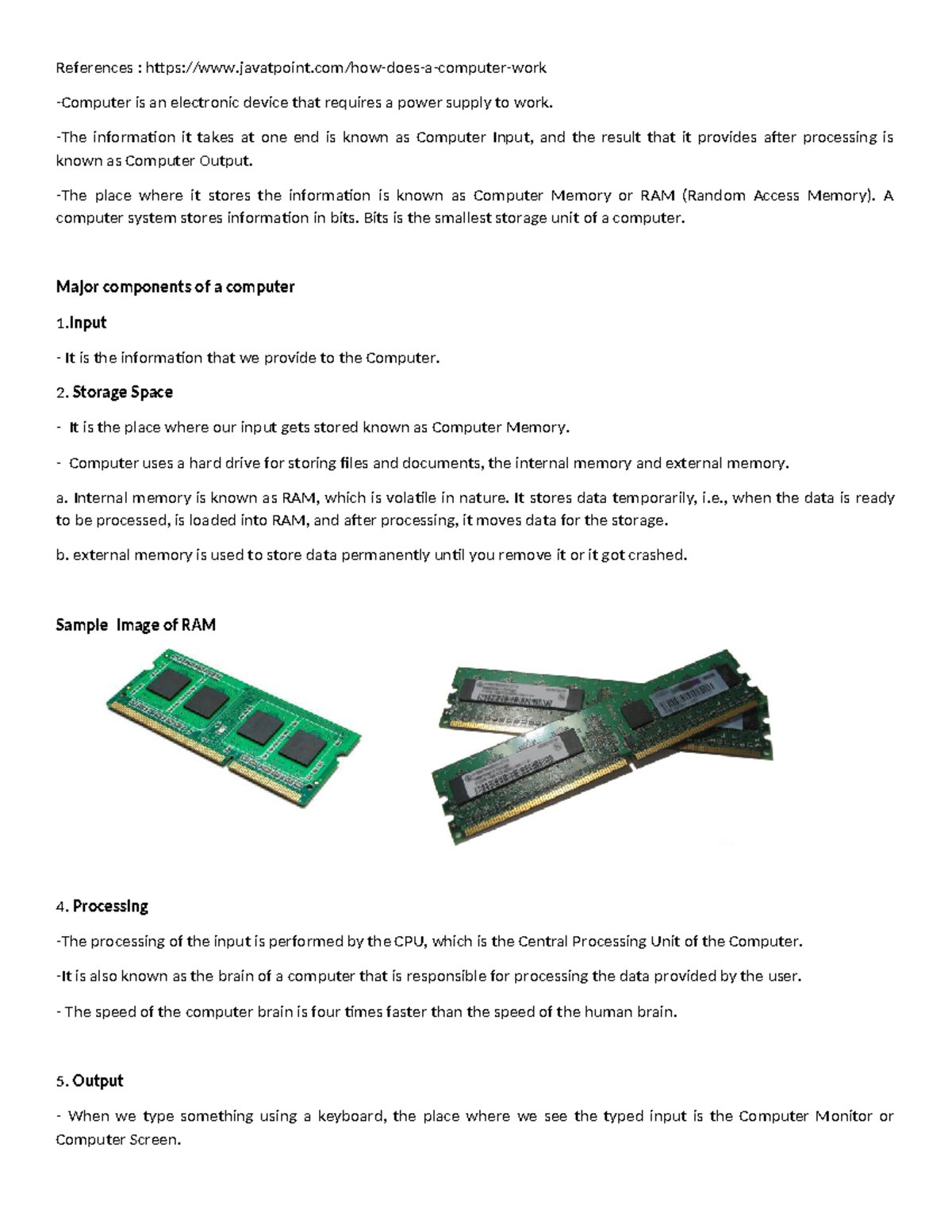 Computer Systems: Input, Output, and Memory Overview (CS101) - Studocu