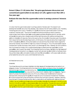 Typed 25 Marker Example Paper 1 - 25/25 Model answer Question 8 Market ...