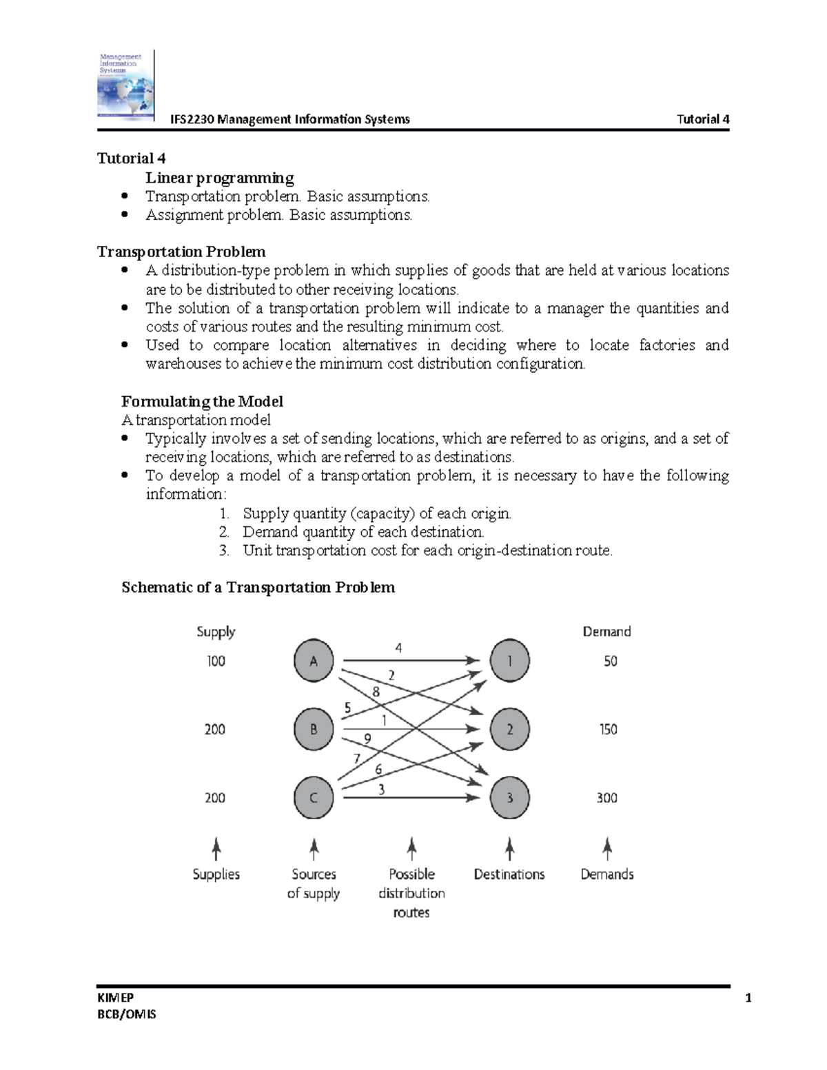 Tutorial 4 - IFS2230 Management Information Systems Tutorial 4 Tutorial ...
