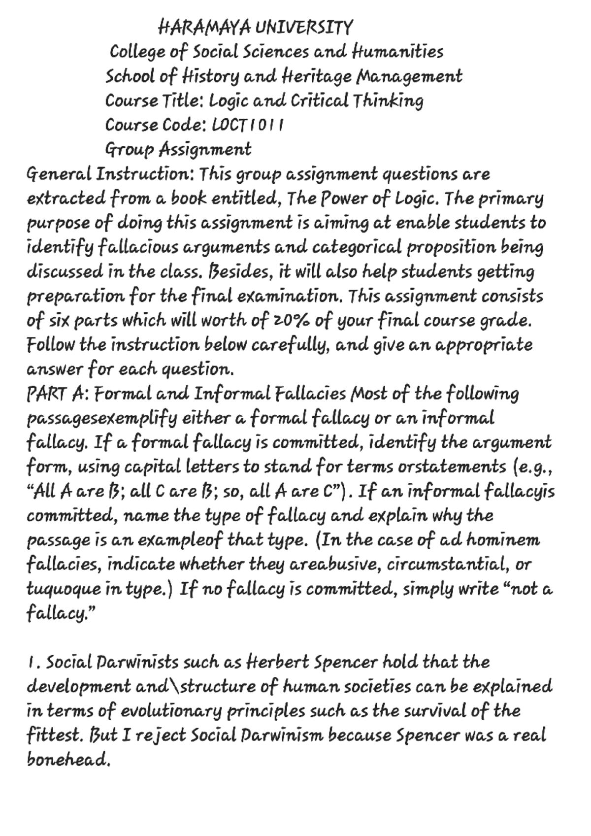 LOCTI011 Group Assignment: Analyzing Fallacies in Logic - Studocu