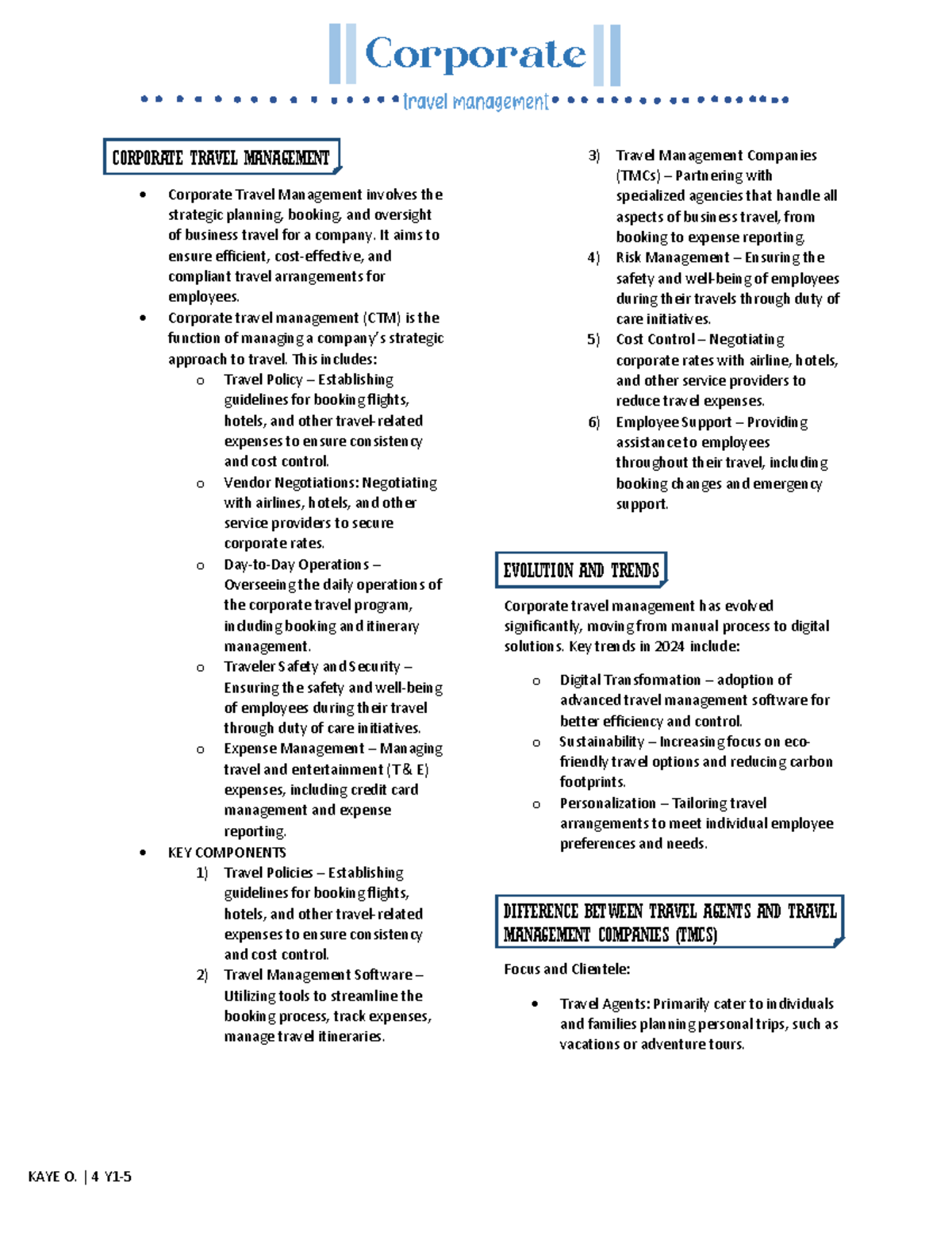 COTM-411 Corporate Travel Management: Key Concepts and Trends - Studocu