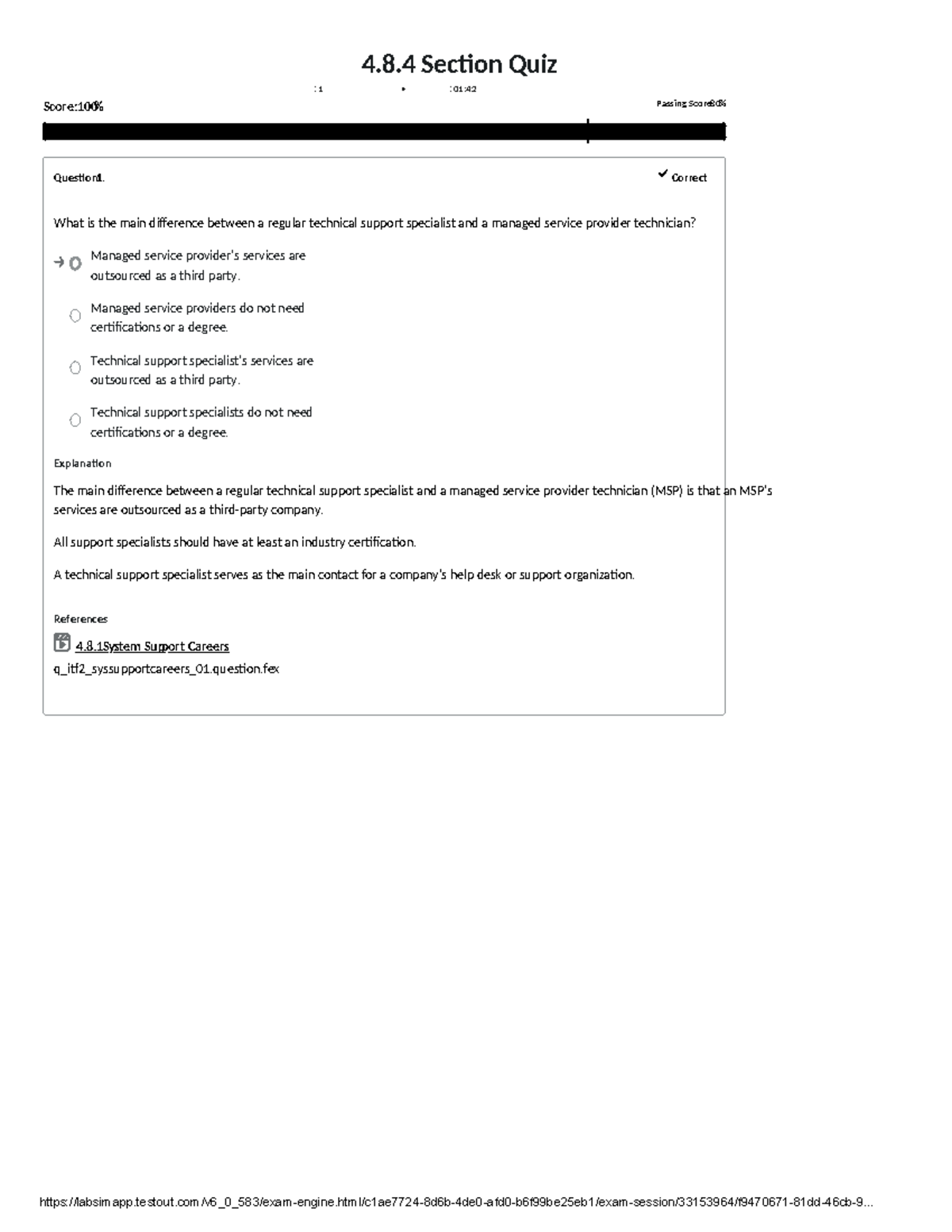 Quiz 4.8.4 - Module 4 - Testout Section Assessment Answers - Studocu