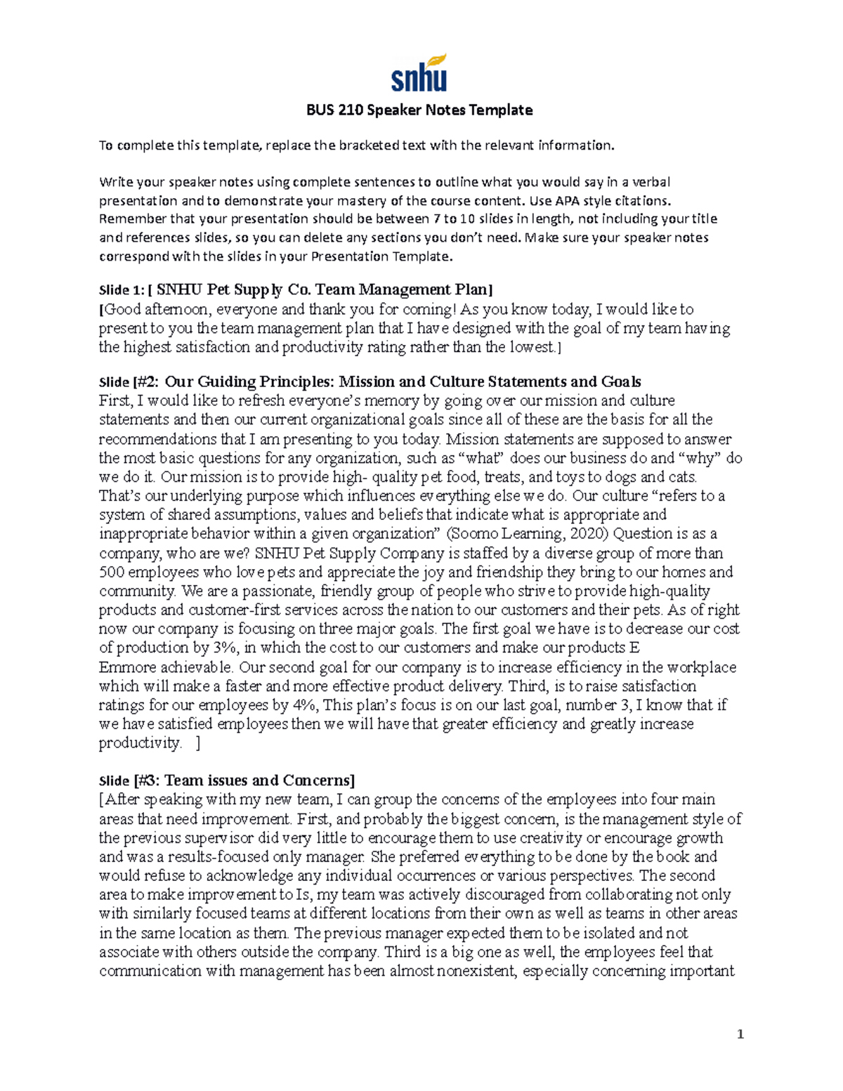 BUS-210-Module 7- Project 1- Speaker Notes Guide - Studocu