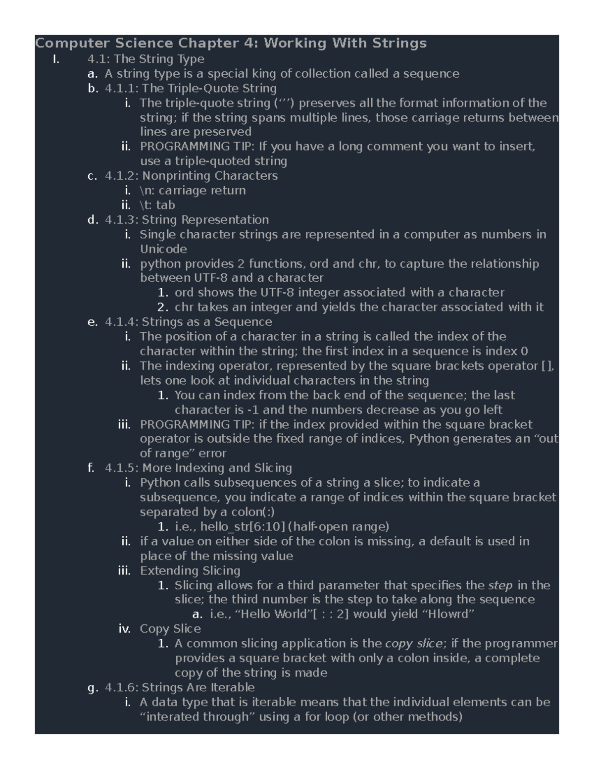 CS101 Chapter 4: Understanding and Working With Strings - Studocu