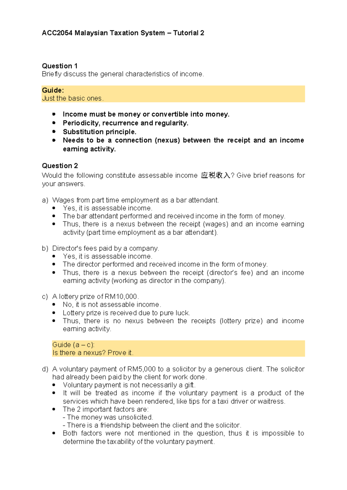 Tutorial 2 (Q) - This - Question 1 Briefly discuss the general ...