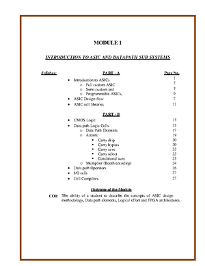 Advanced VLSI - 21EC71 - VTU - Studocu