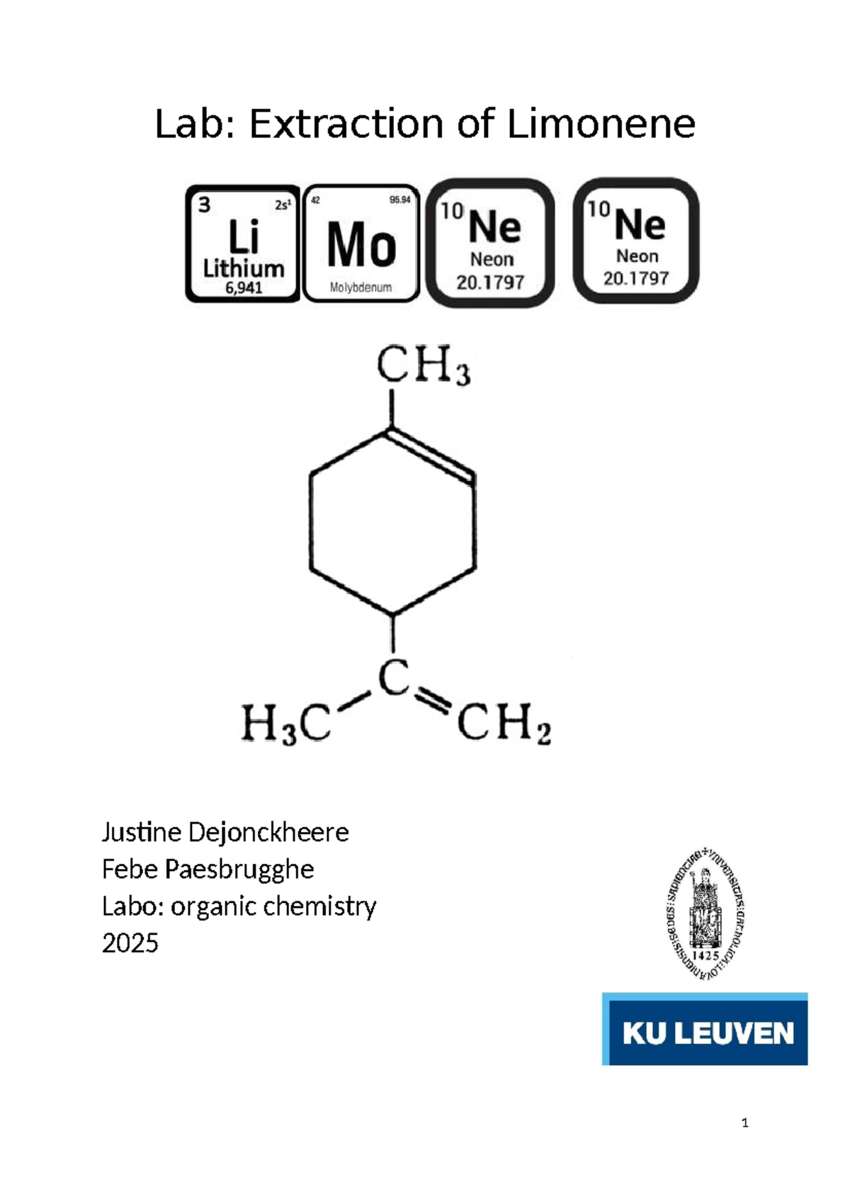 Labo: Extraction and Hydroboration of Limonene (Organic Chemistry 2025 ...