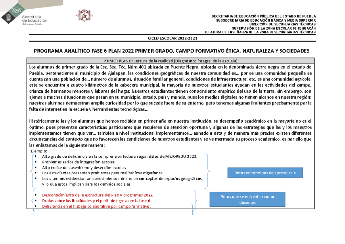 C3 Programa Analítico FASE 6 Ética, Naturaleza y Sociedad 2022 - Studocu