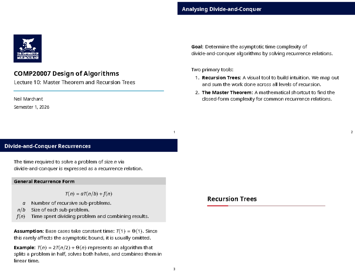 Lec 10 DOA: Analyzing Asymptotic Time Complexity with Master Theorem ...
