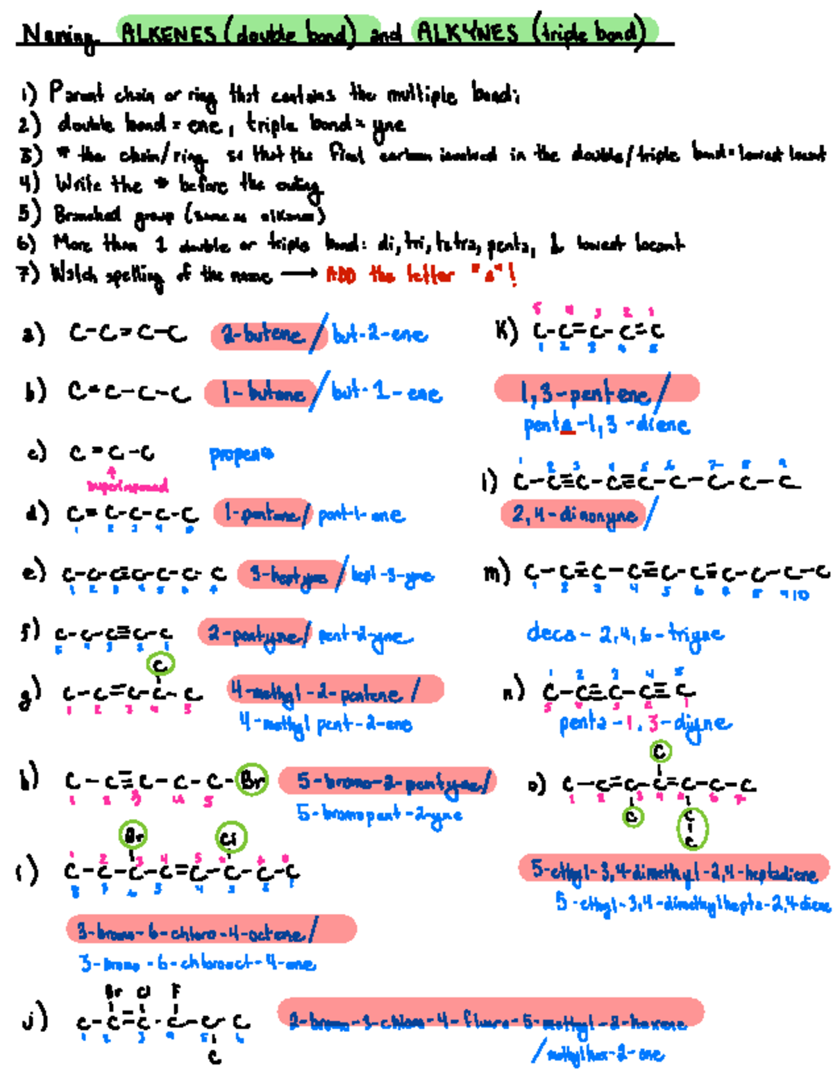 Naming Alkenes and Alkynes in Organic Chemistry (CHEM 2) - Studocu
