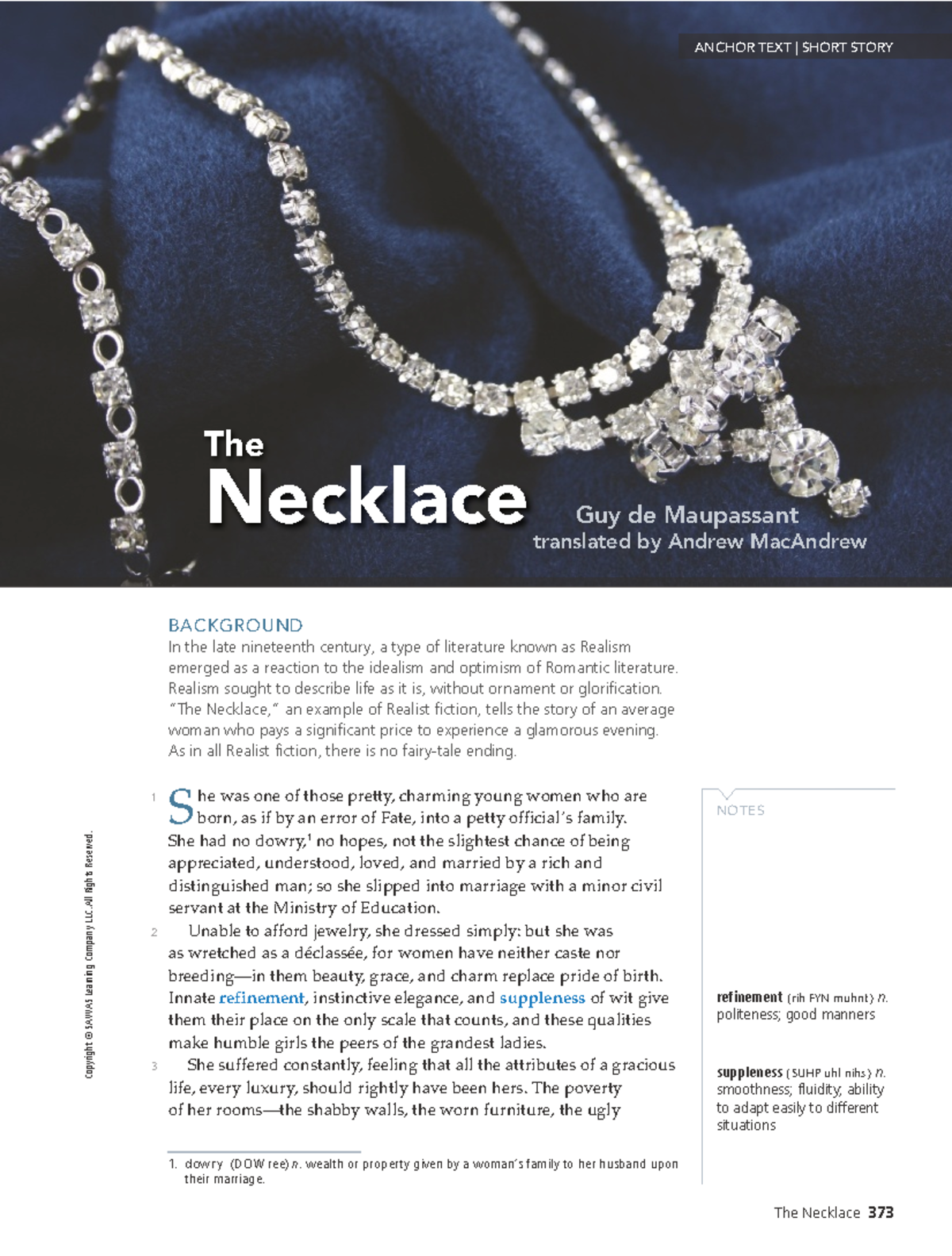 The Necklace - A Realist Short Story Analysis (ENG 101) - Studocu