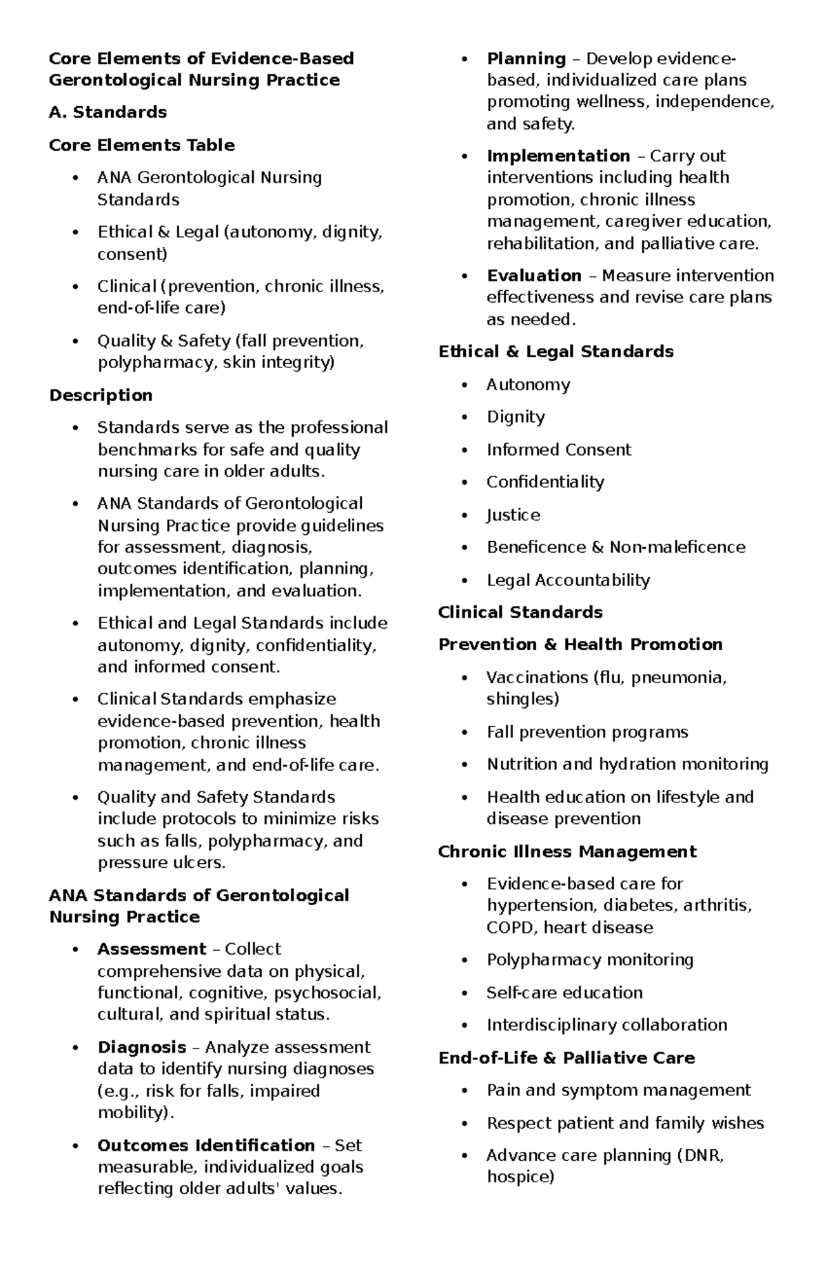 Geriatrics - Core Elements of Nursing Practice (NUR 301) - Studocu