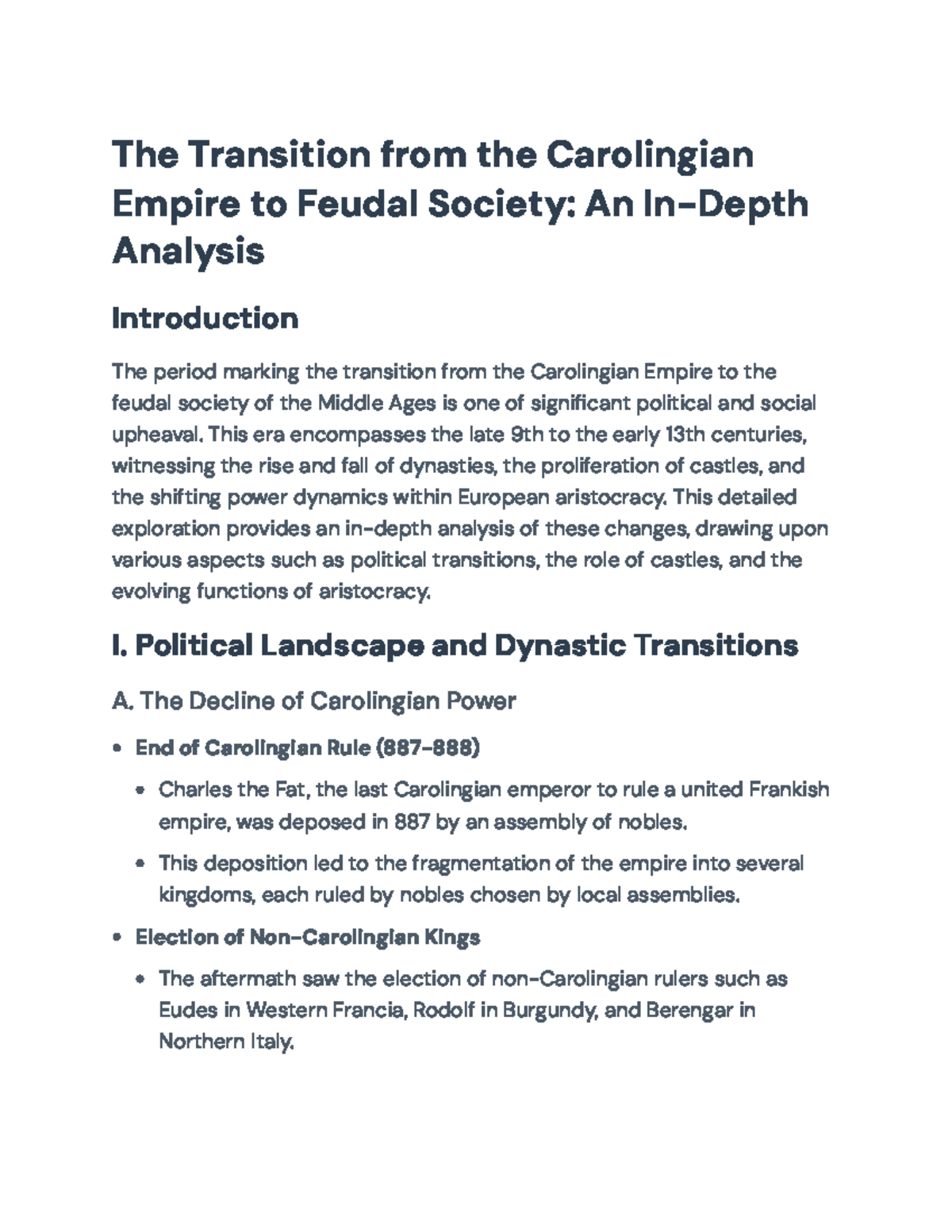 Transition from Carolingian Empire to Middle Ages Feudal Society ...