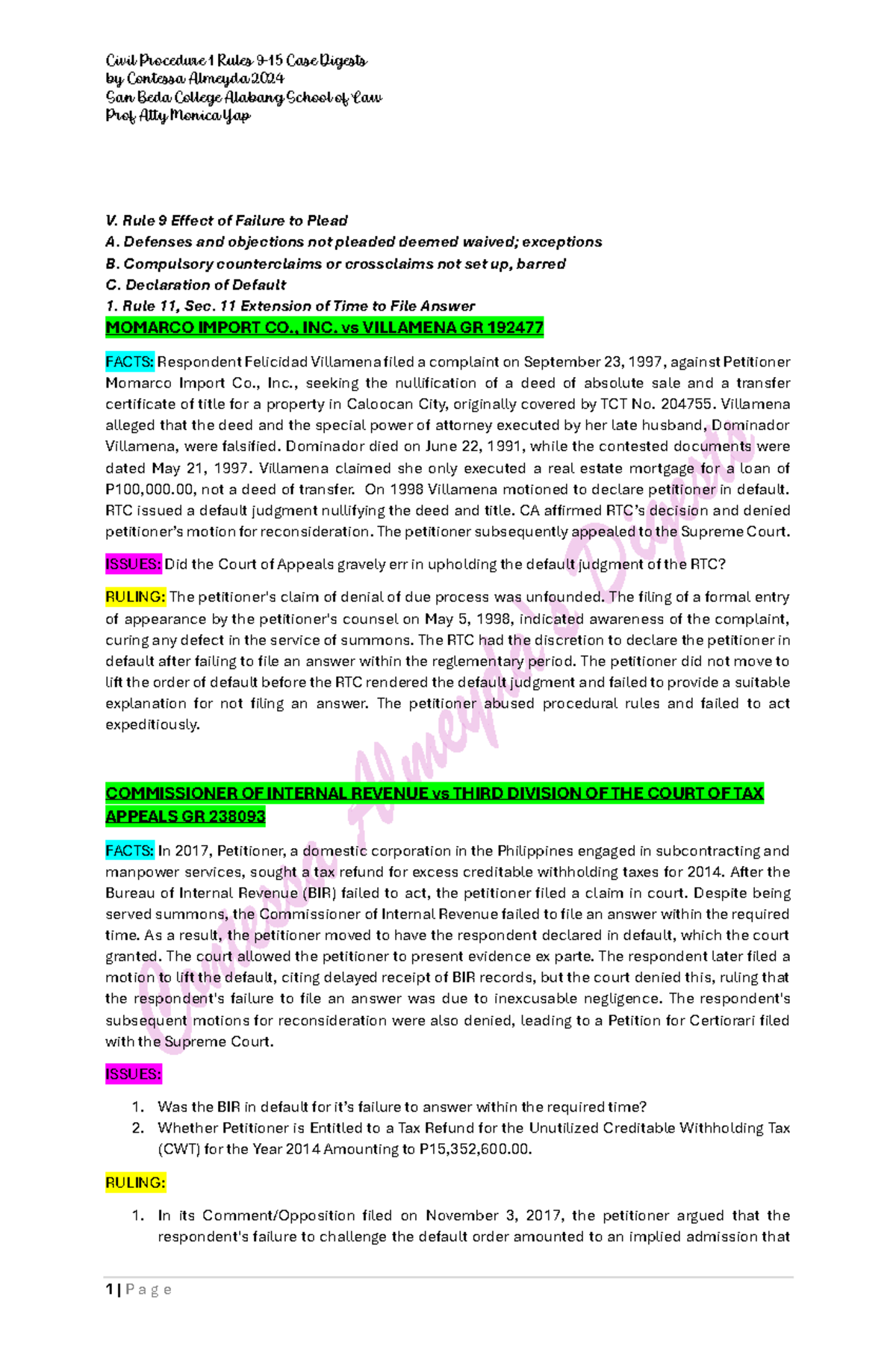 Civil Procedure Rules 9 14 Digests by Almeyda ECM - by Contessa Almeyda ...