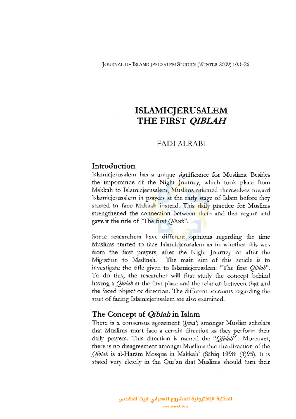 Islamicjerusalem: The First Qiblah in Islamic History - Studocu