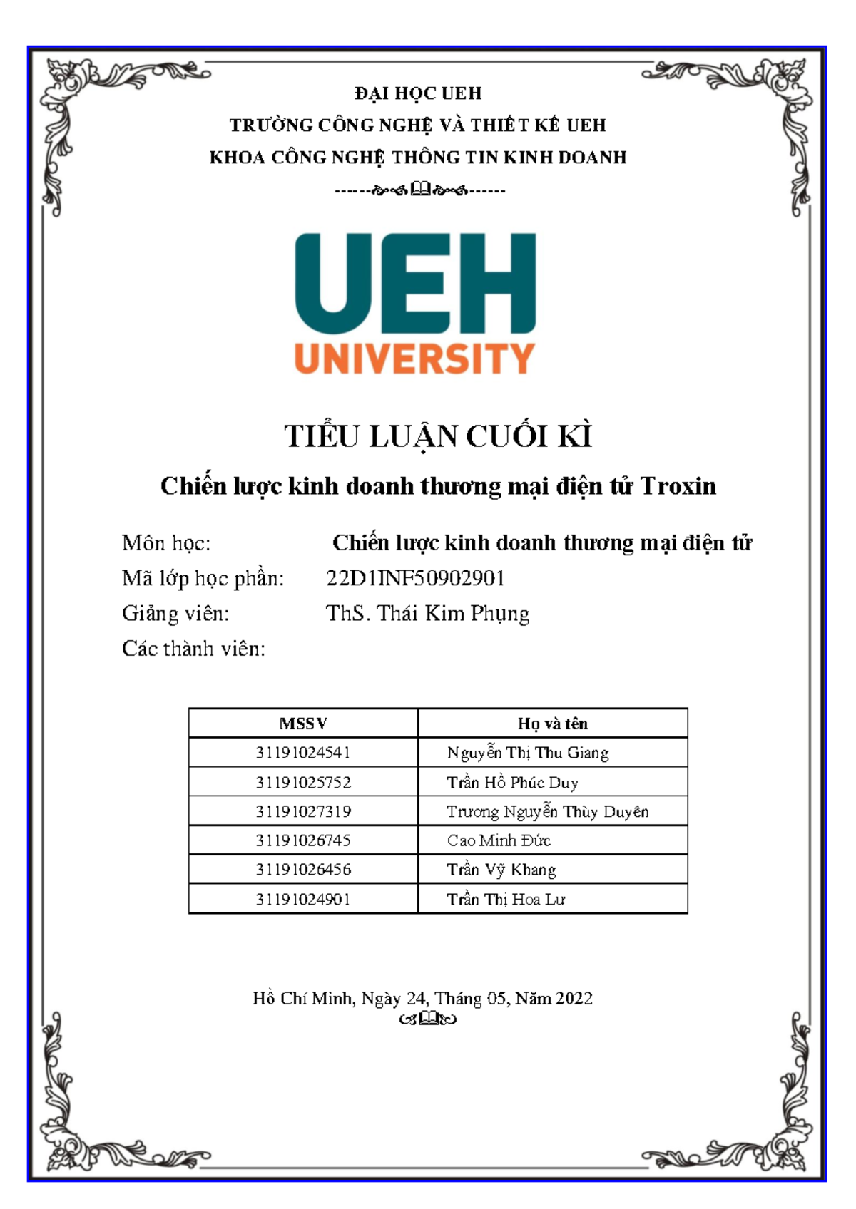 Troxin - ĐẠI HỌC UEH TRƯỜNG CÔNG NGHỆ VÀ THIẾT KẾ UEH KHOA CÔNG NGHỆ ...