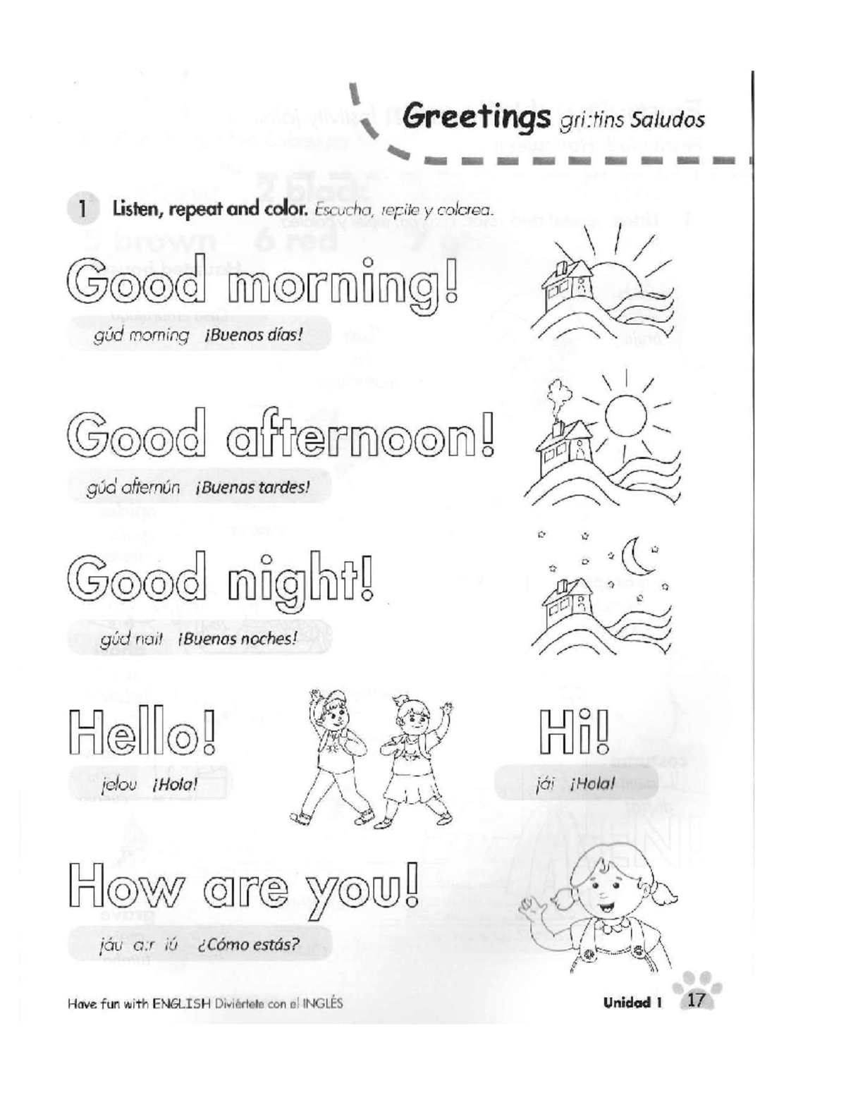 Unidad 1: Greetings and Vocabulary - Listen, Repeat, Color - Studocu