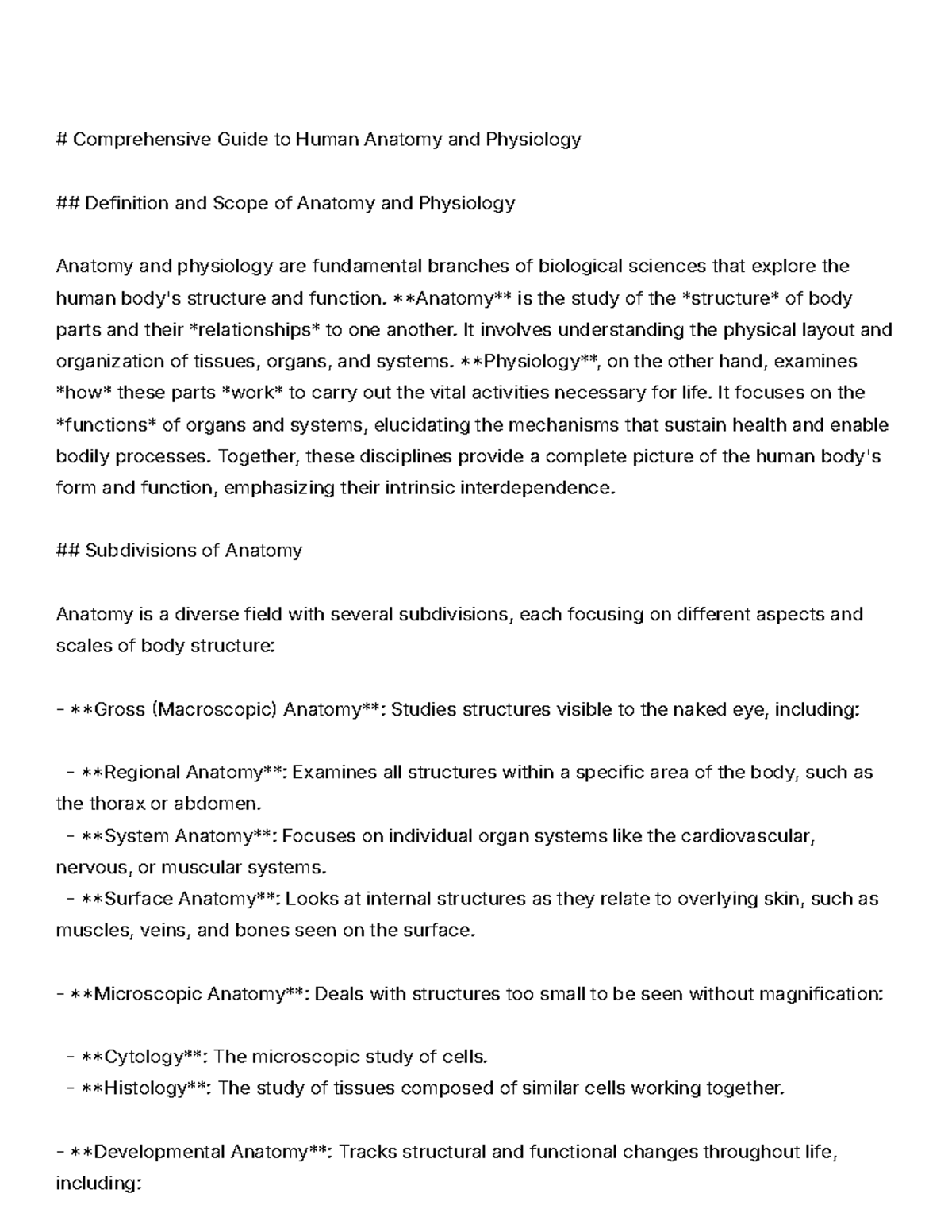 Ch. 1 - Comprehensive Overview of Human Anatomy & Physiology - Studocu