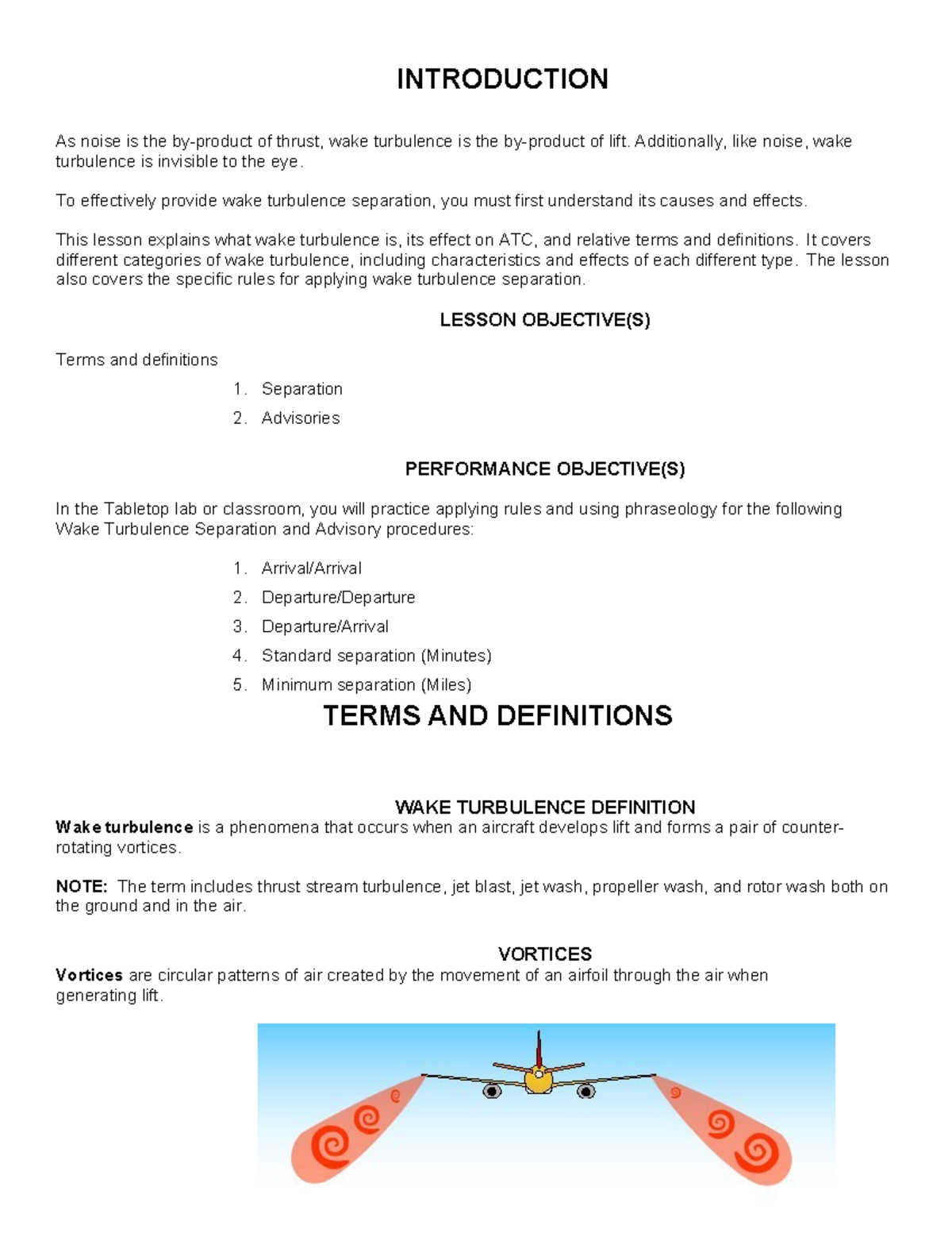 Wake Turbulence Advisory Procedures for Air Traffic Control (ATC ...