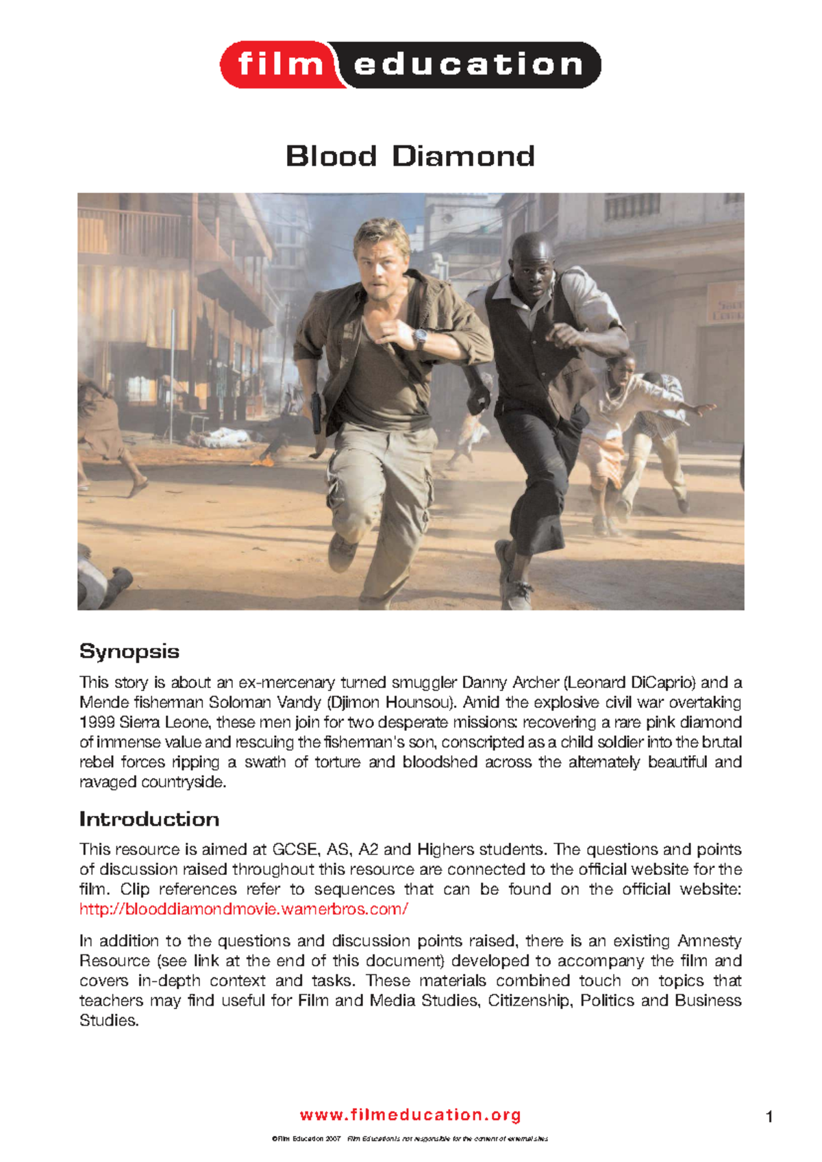 Blood Diamond - GCSE Film Study Resource and Trailer Analysis - Studocu