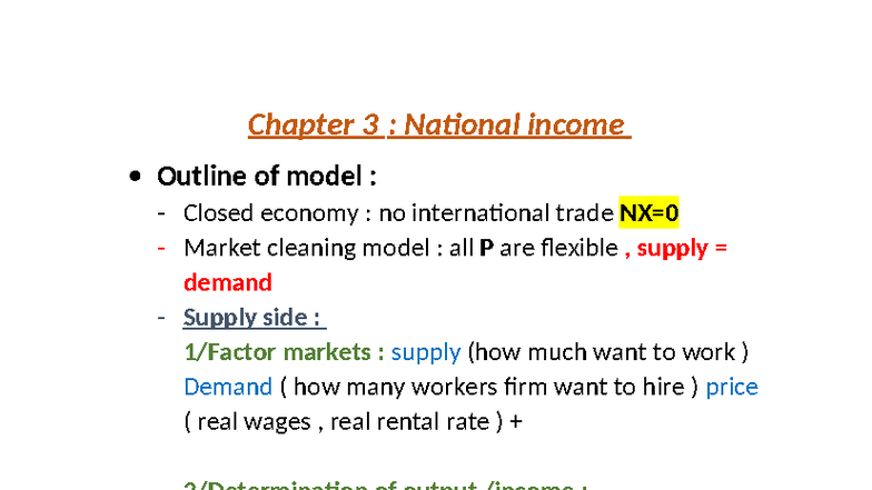 Chapter 3: National Income in a Closed Economy Model - Studocu