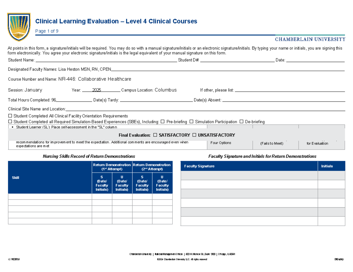 BSN CLE Level 4 Word - CLINICAL DOCUMENTATION WORKSHEET - Page 1 of 9 ...