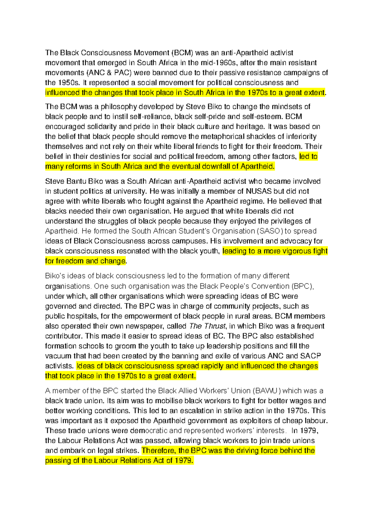 The Black Consciousness Movement (BCM) Essay: Impact on Apartheid ...