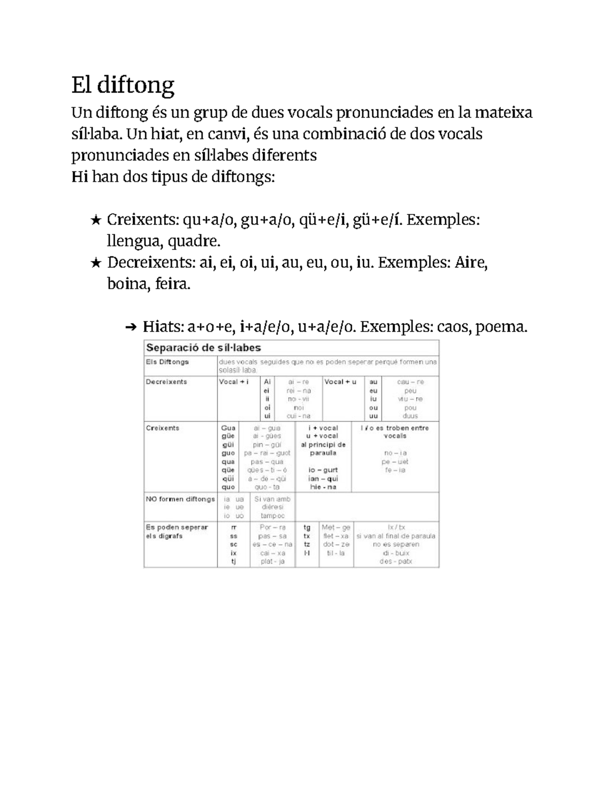 Valenciano primero de la eso - Lengua Extranjera - El diftong Un ...
