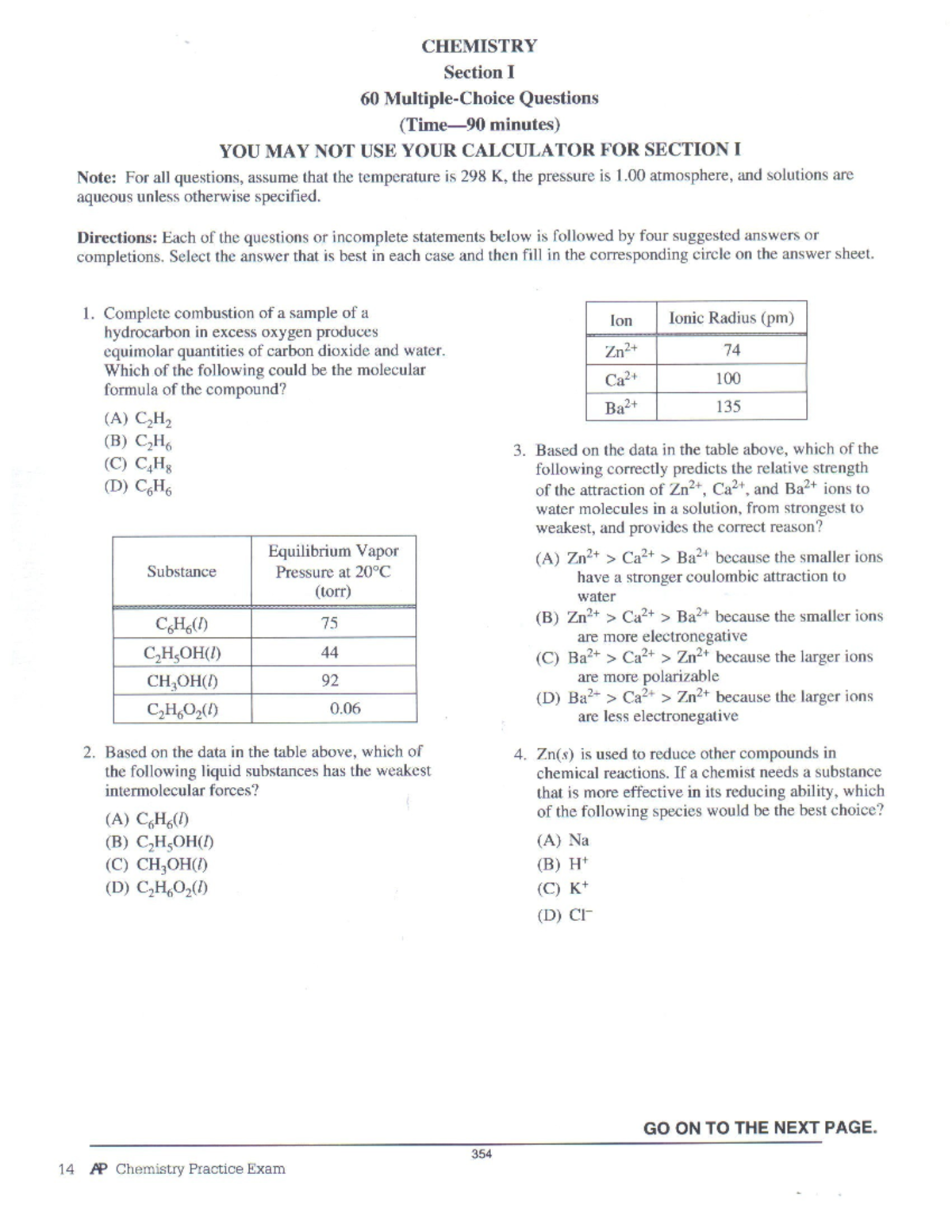 AP Chemistry Review Packet 2: Practice Exam Questions and Answers - Studocu