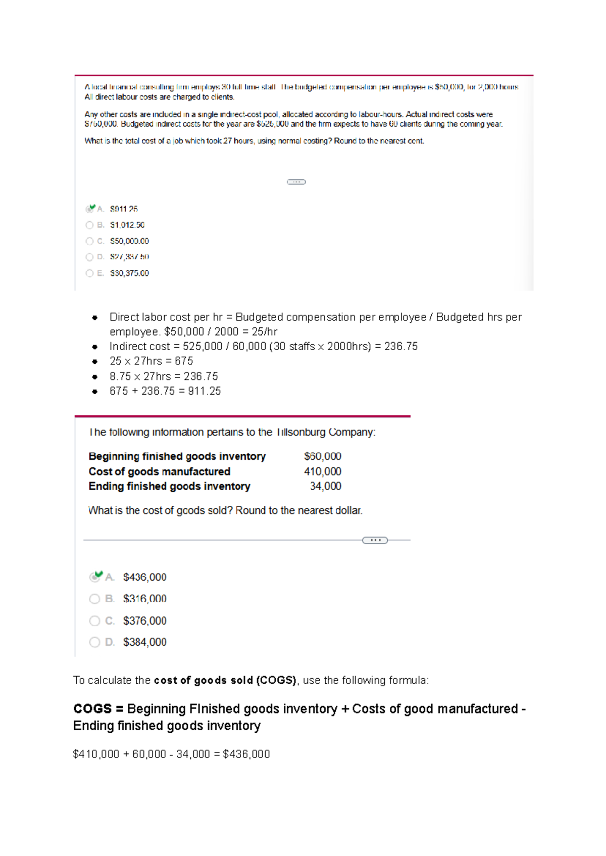 ACCT 355 Study Notes: Direct Labor & COGS Calculations - Studocu