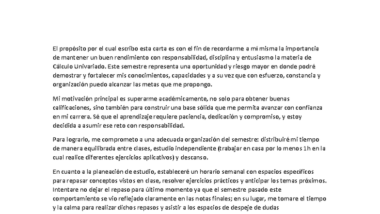 Carta de Compromiso Académico en Cálculo Univariado - Studocu