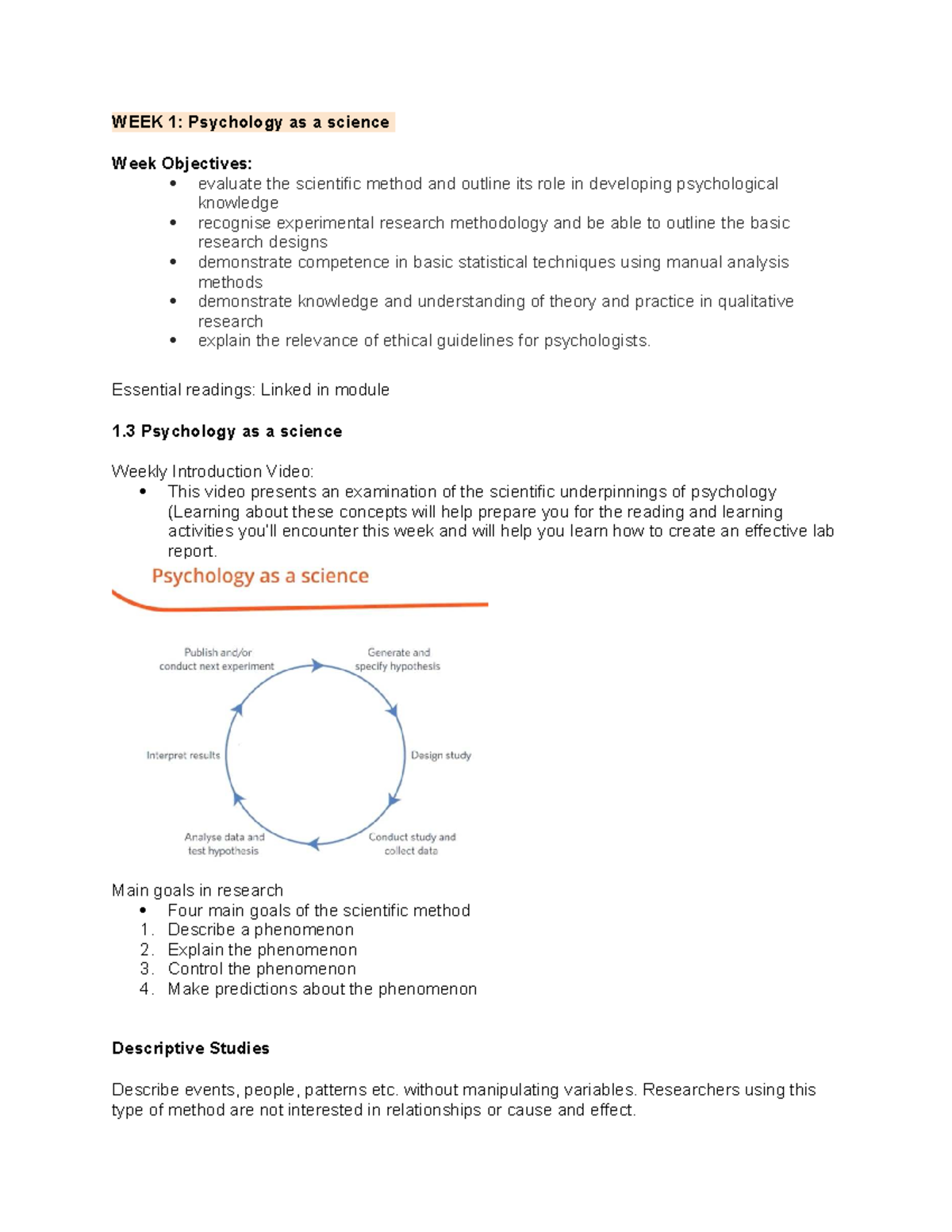 Week 1: PSY101 - Psychology as a Science: Research Methods & Ethics ...