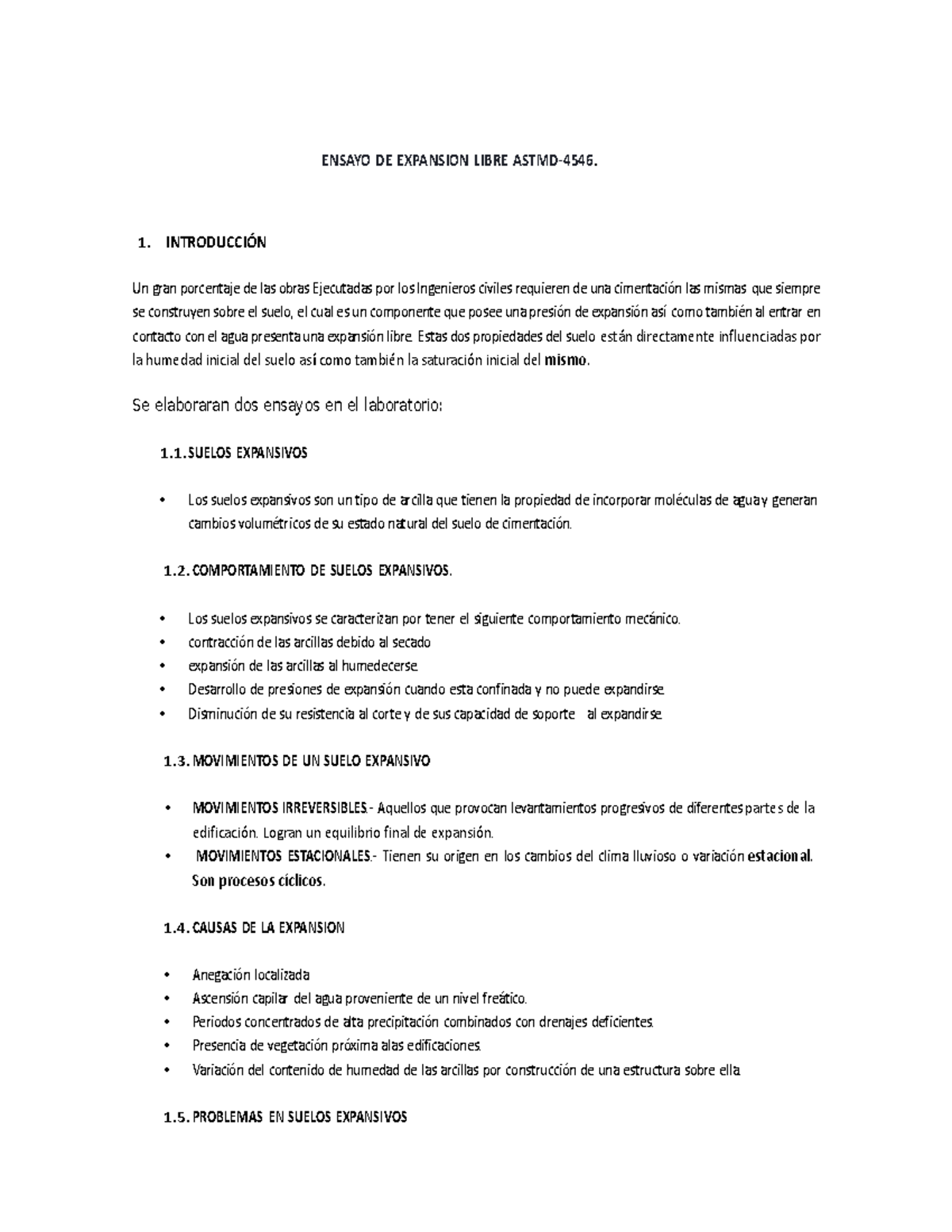 Ensayo de Expansión Libre y Presión de Suelos Expansivos ASTM D-4546 ...