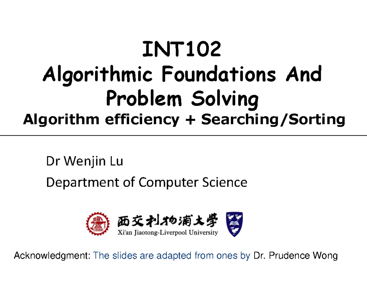 Week2-lecture 1 - Lecture notes - INT Algorithmic Foundations And ...