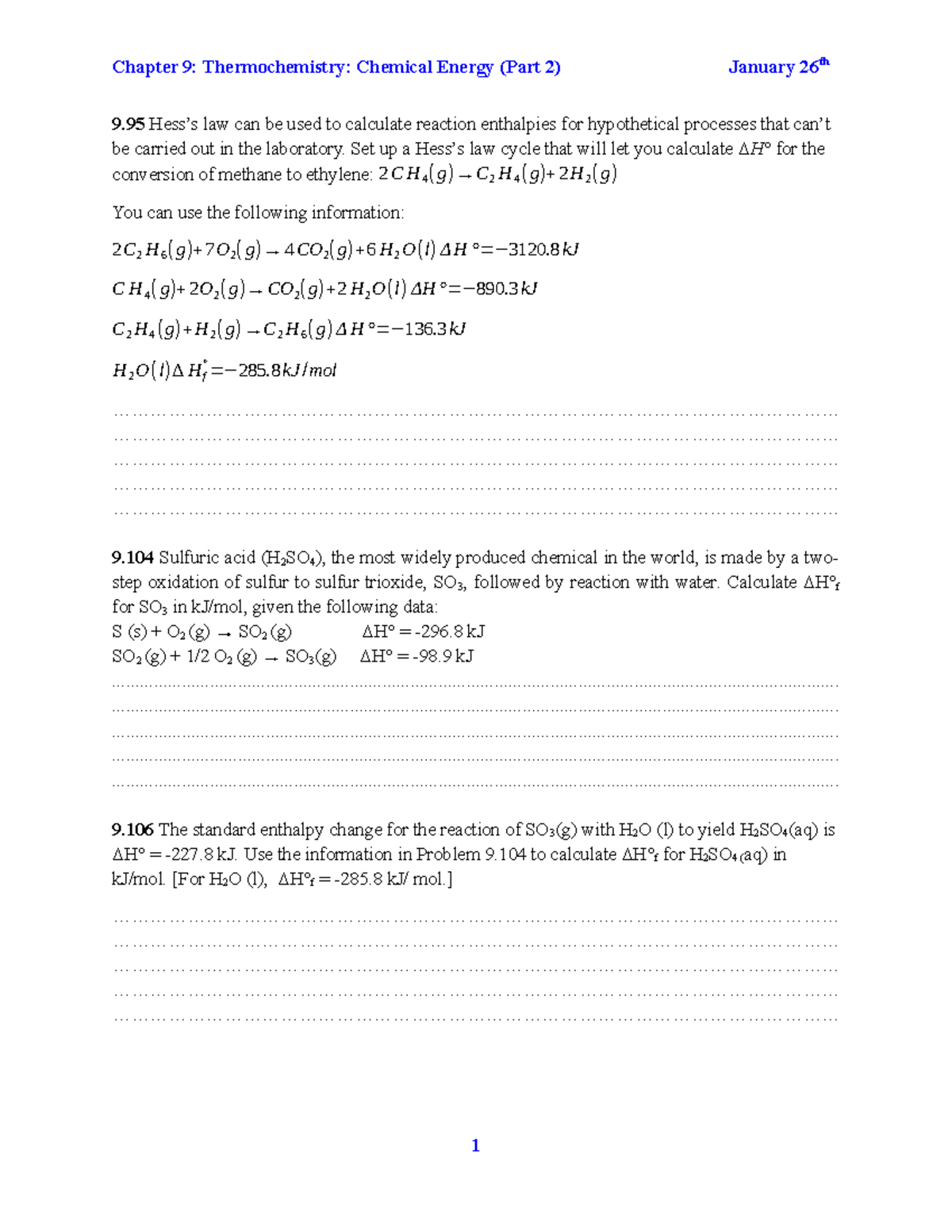 Chapter 9: Thermochemistry - Chemical Energy (Part 2) Notes - Studocu