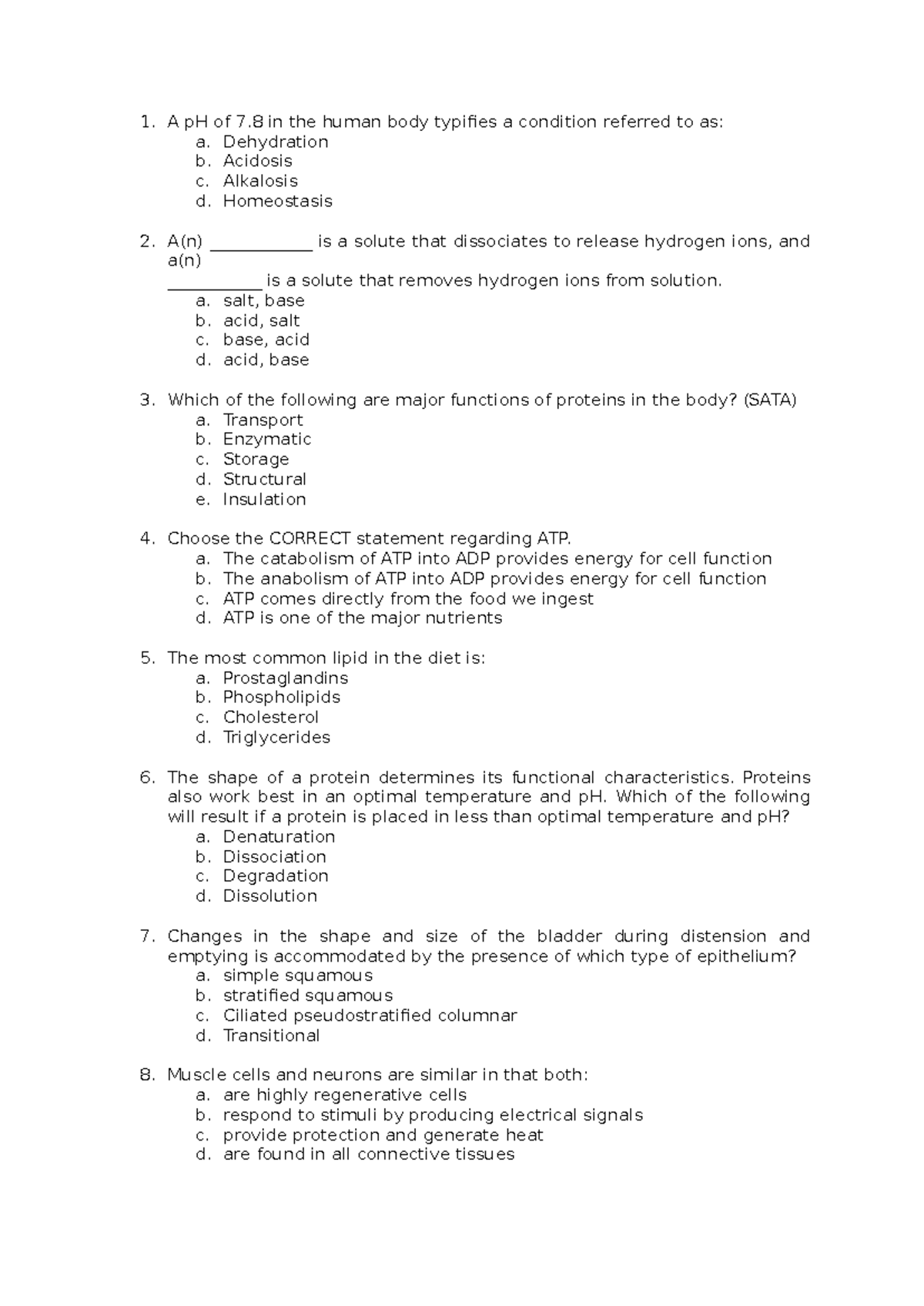 Anatomy Practice Test (ANAT 101): Key Concepts and Questions - Studocu