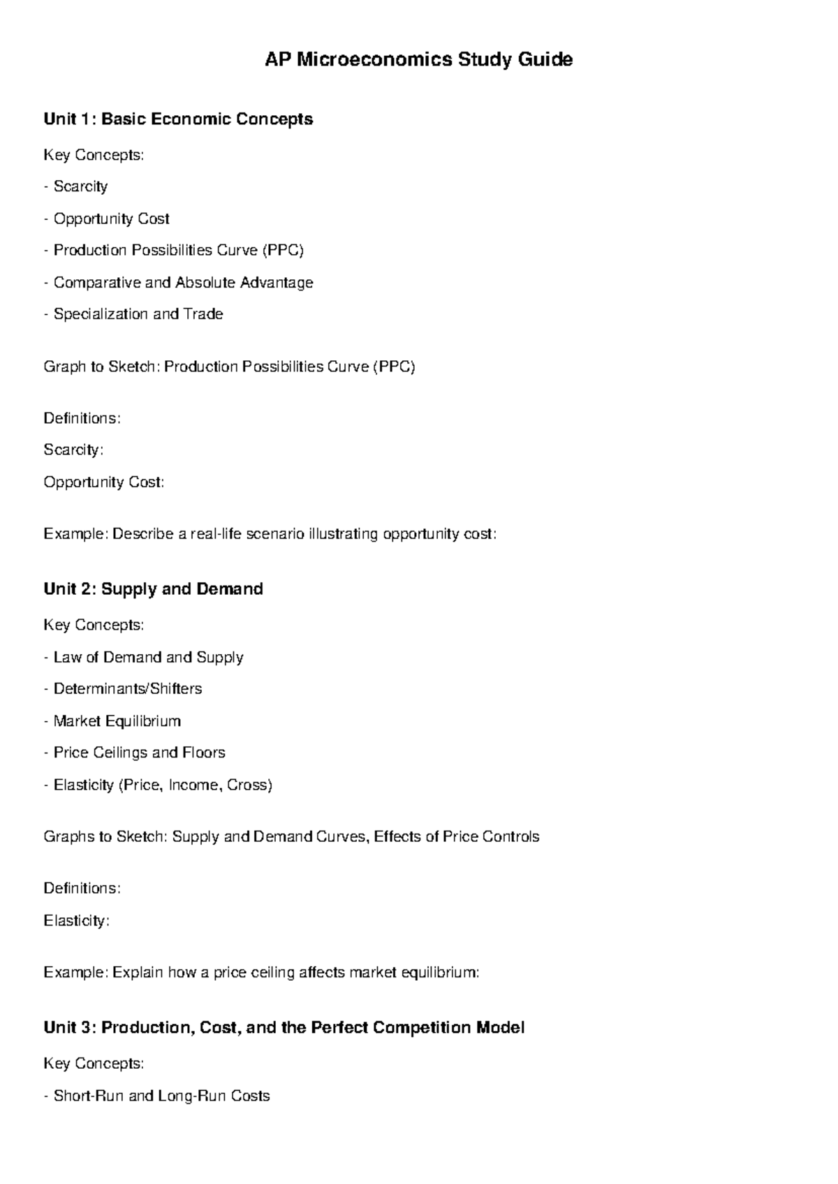 AP Microeconomics Study Guide: Key Concepts and Practice FRQs - Studocu
