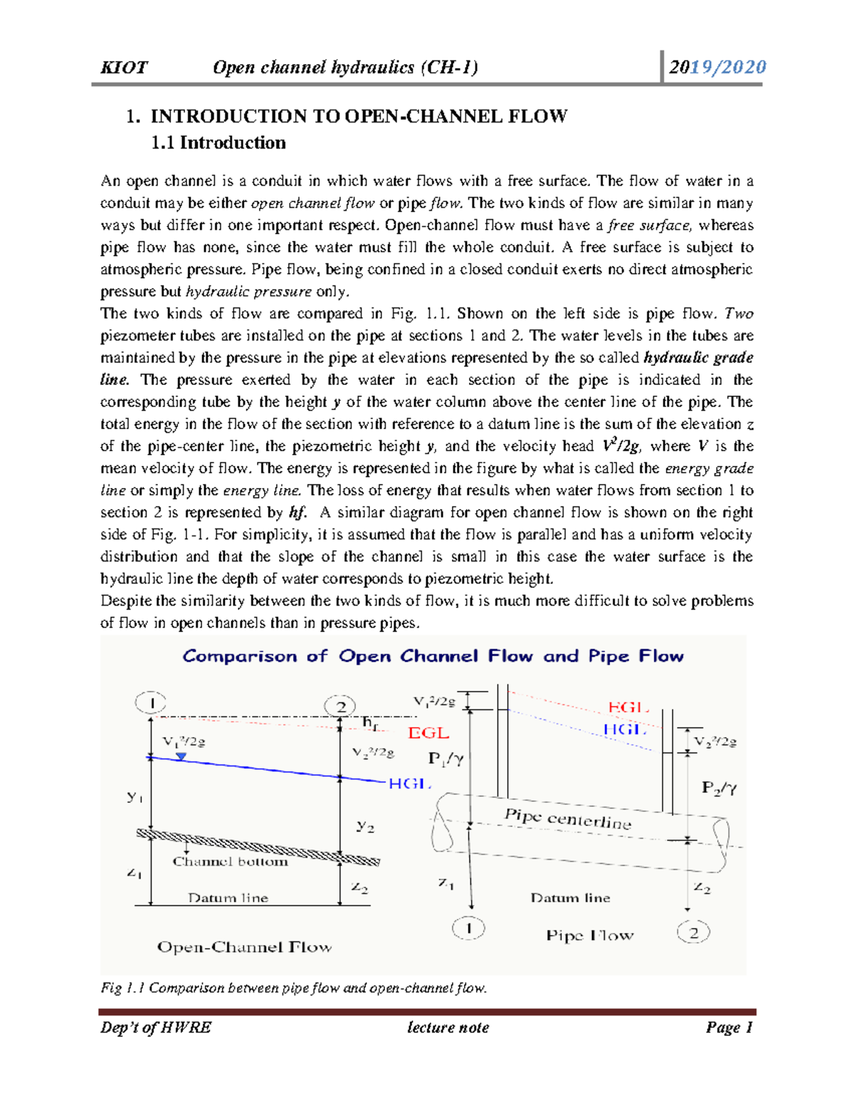 Lecture Notes 603449035: Open Channel Hydraulics Chapter 1 Overview ...