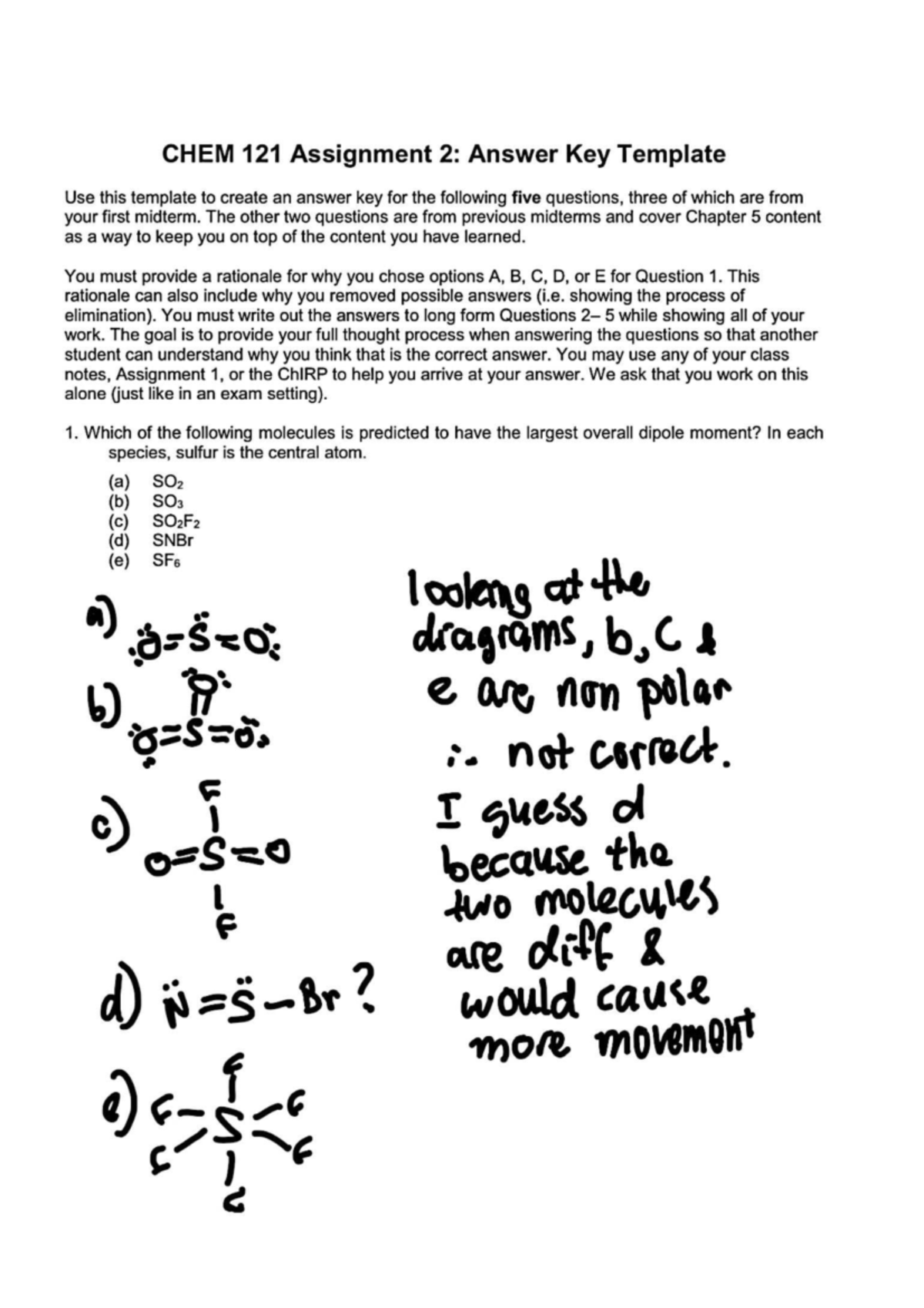 CHEM 121 Assignment 2: Answer Key and Rationale Guide - Studocu