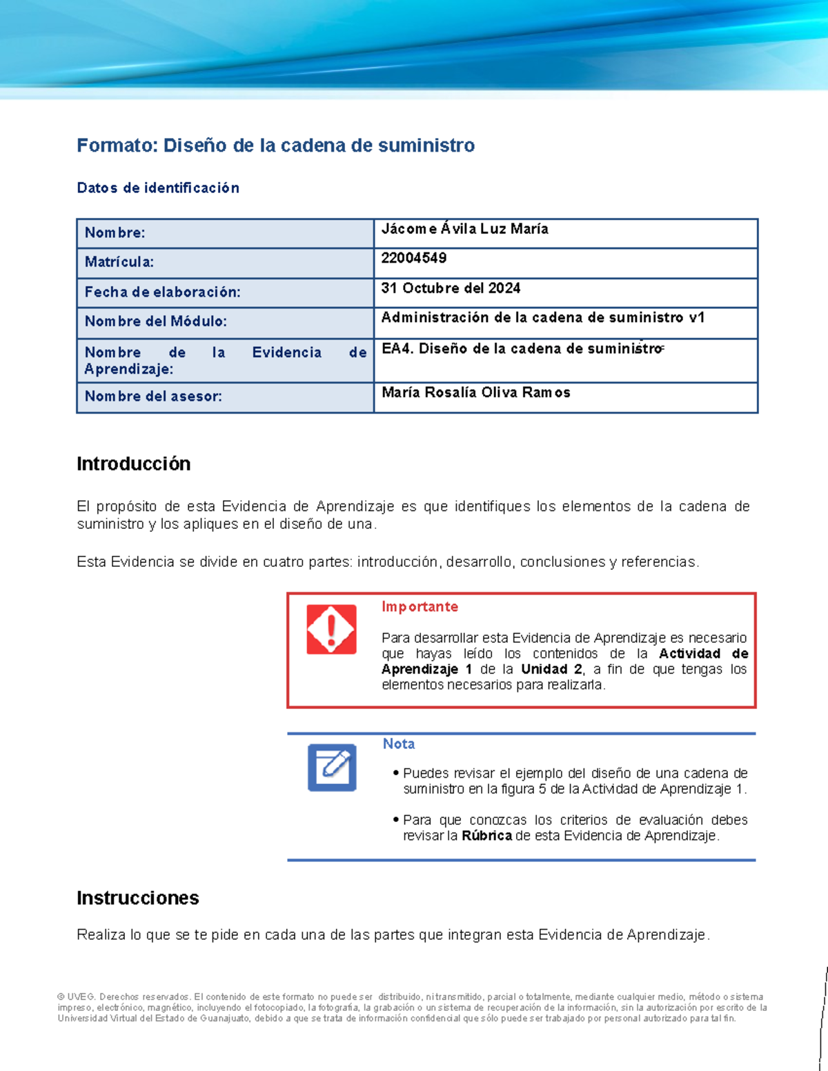 Jacome Luz Maria EA4 Diseño de la cadena de suministro - Formato ...