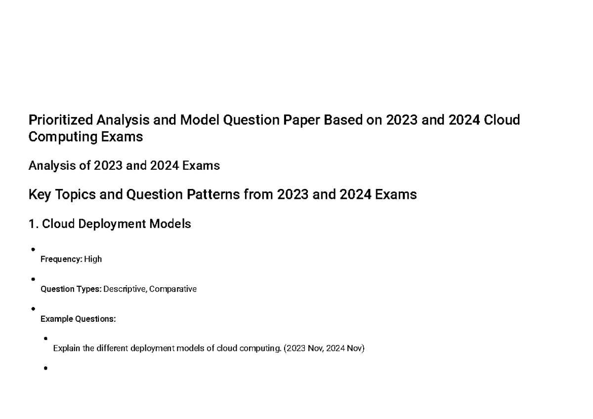 Cloud computing exam analysis and model question paper (CC 2023-2024 ...