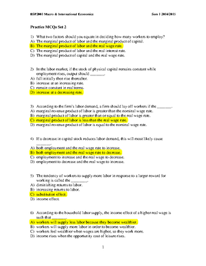 Practice MCQ Set 3 - BSP2001 Macro & International Economics Sem 1 2014 ...