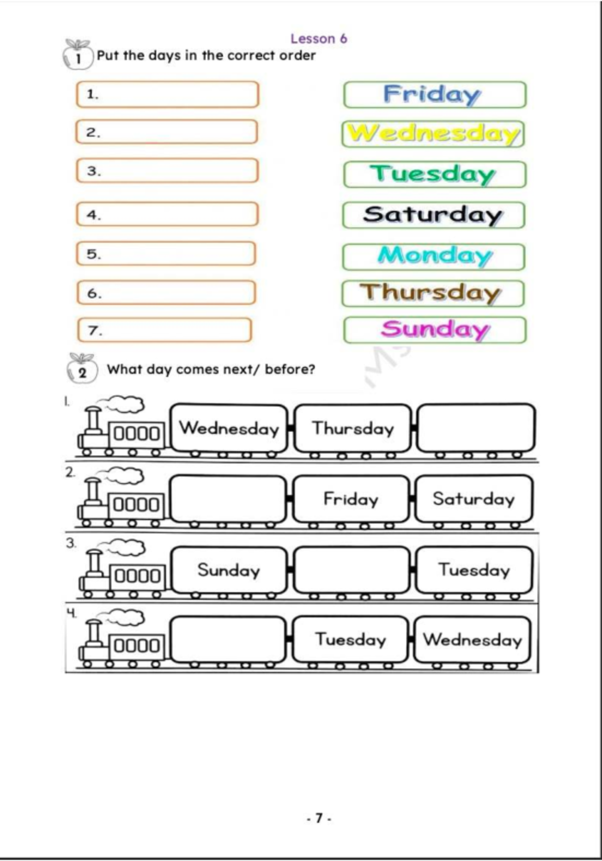 TA2 Extra - Lesson 6: Days, Culture, and Family Activities - Studocu