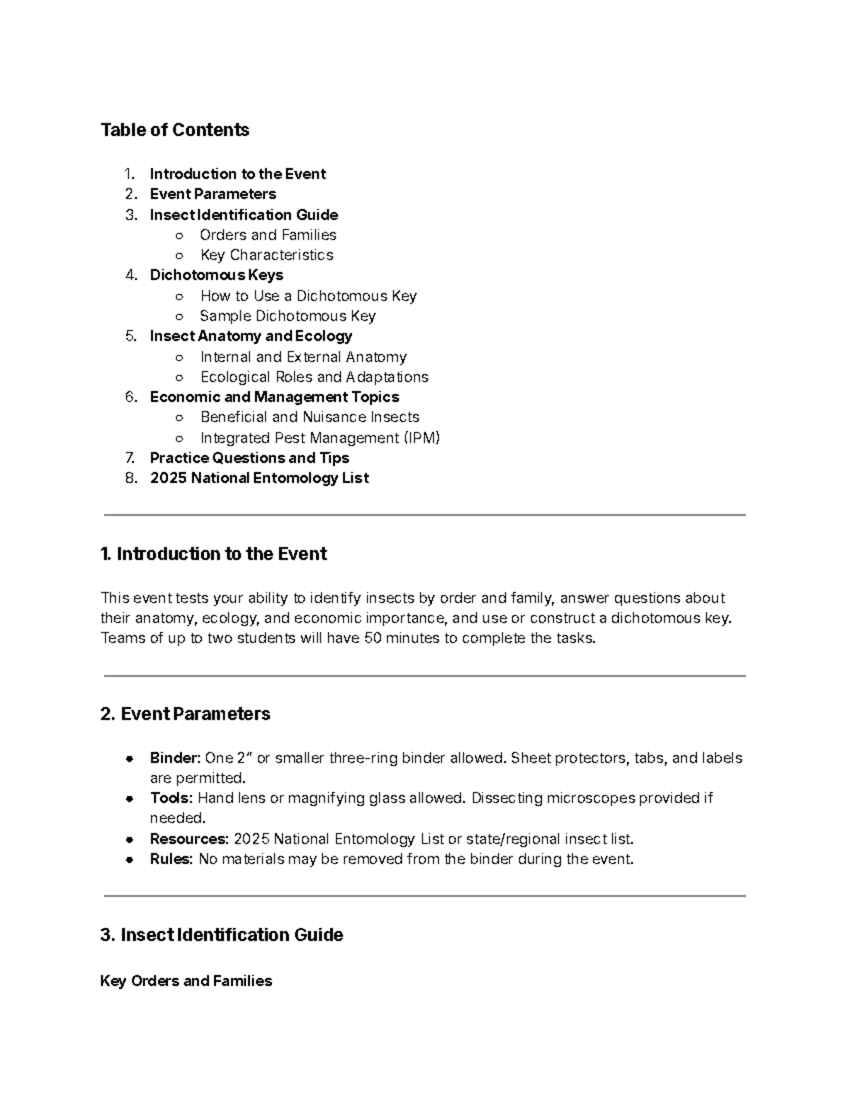Entomology Cheat Sheet: Insect ID & Ecology Guide (2025) - Studocu