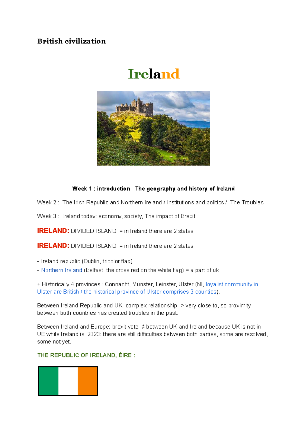 IREL 101: Politics and Society in Ireland - Challenges & Achievements ...