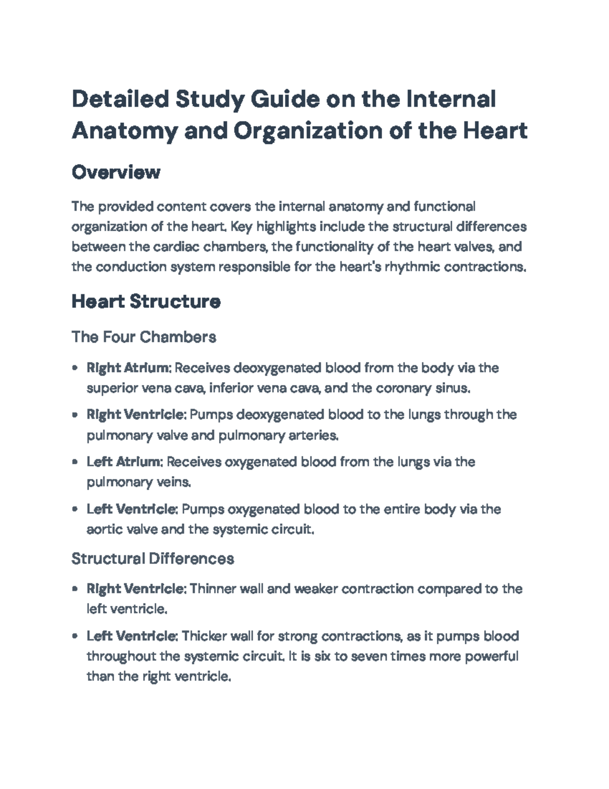 Detailed Study Guide on Heart Anatomy and Function for Bio 101 ...
