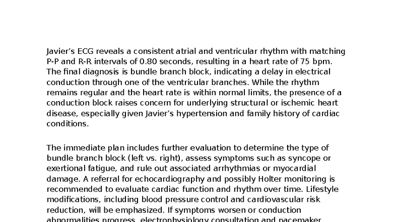 Case Study: ECG Findings & Bundle Branch Block Evaluation - Studocu