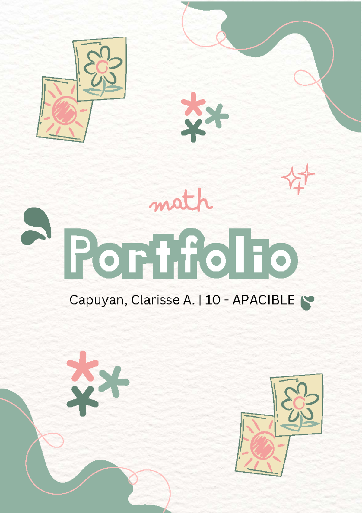 MATH 10 APACIBLE 2nd Quarter Portfolio Reflection and Notes - Studocu